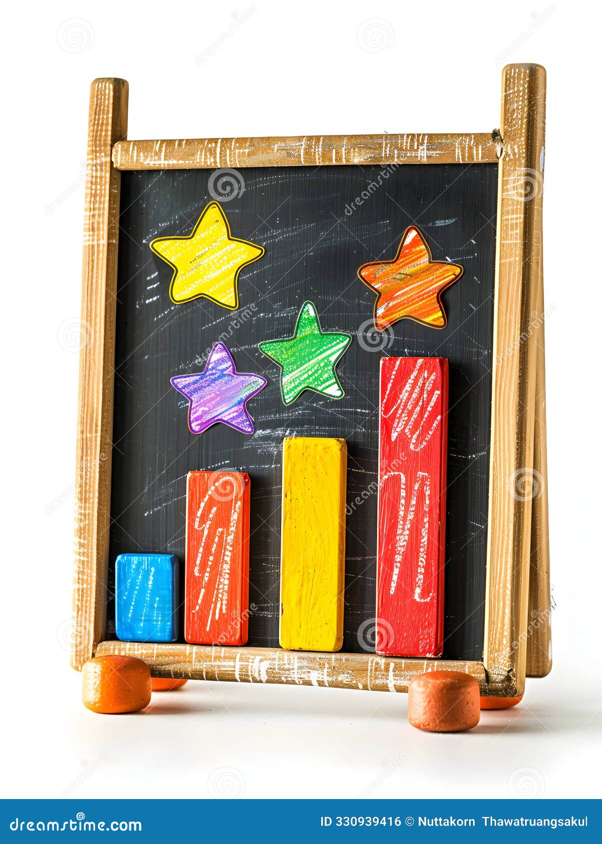 3d Flat Icon As Blackboard with Evaluation Chart and Star Concept As a ...