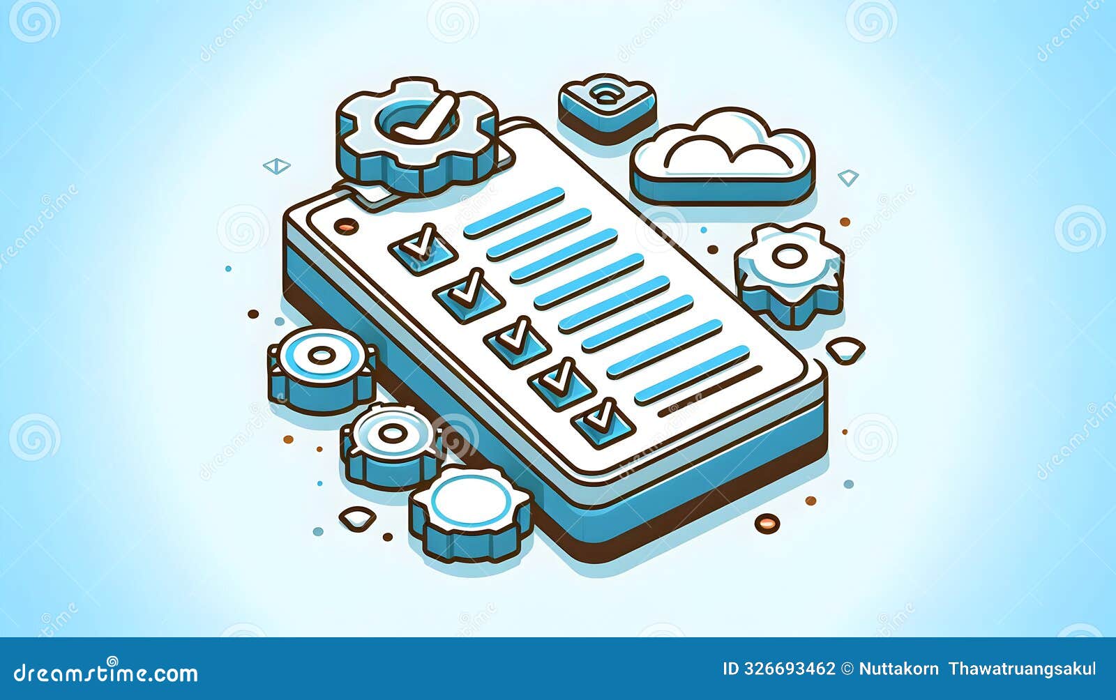 3d Flat Icon As Checklist Illustration with Space for Text and Graphics ...