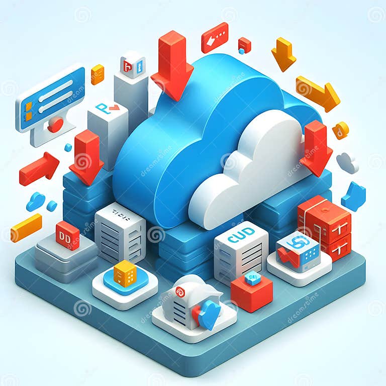 3d Flat Icon As Cloud Computing Scalability and Flexibility with Arrows ...