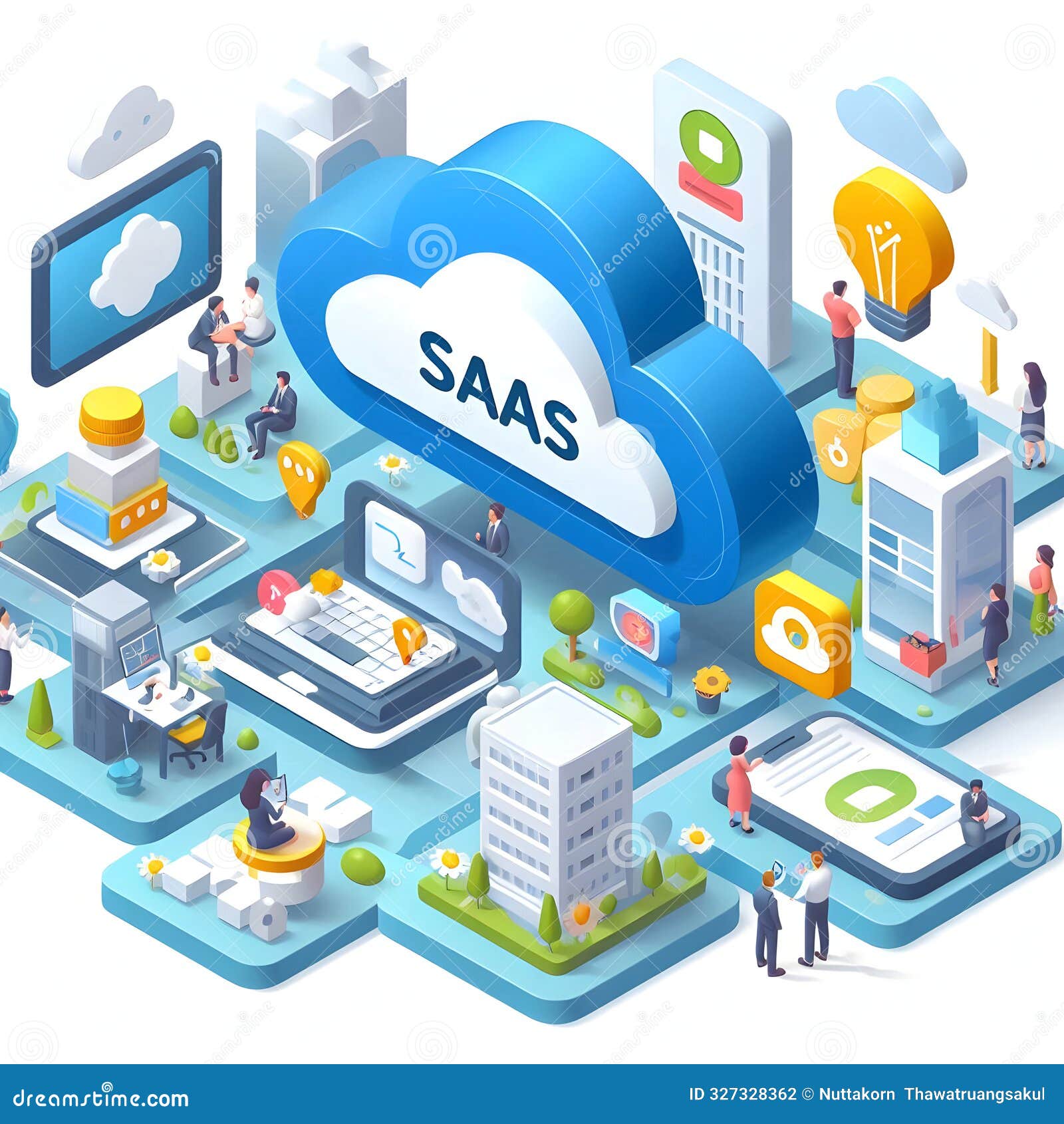 3d Flat Icon As Cloud Computing Service Models with SaaS PaaS and IaaS ...