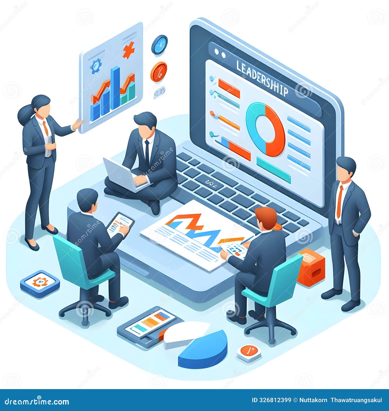 3d Flat Icon As Project Manager Collaborating on a Risk Management ...