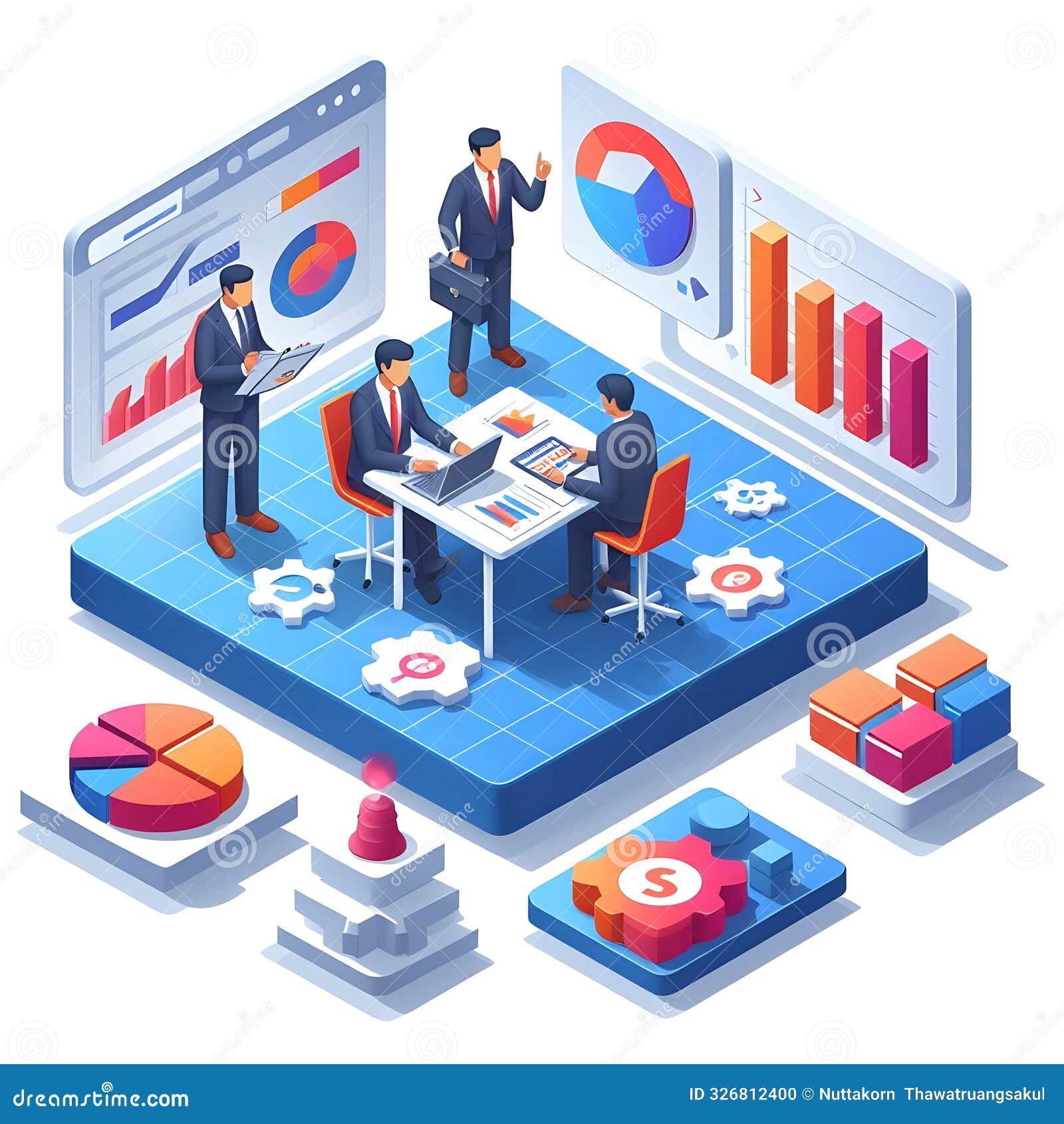 3d Flat Icon As Project Manager Collaborating on a Risk Management ...