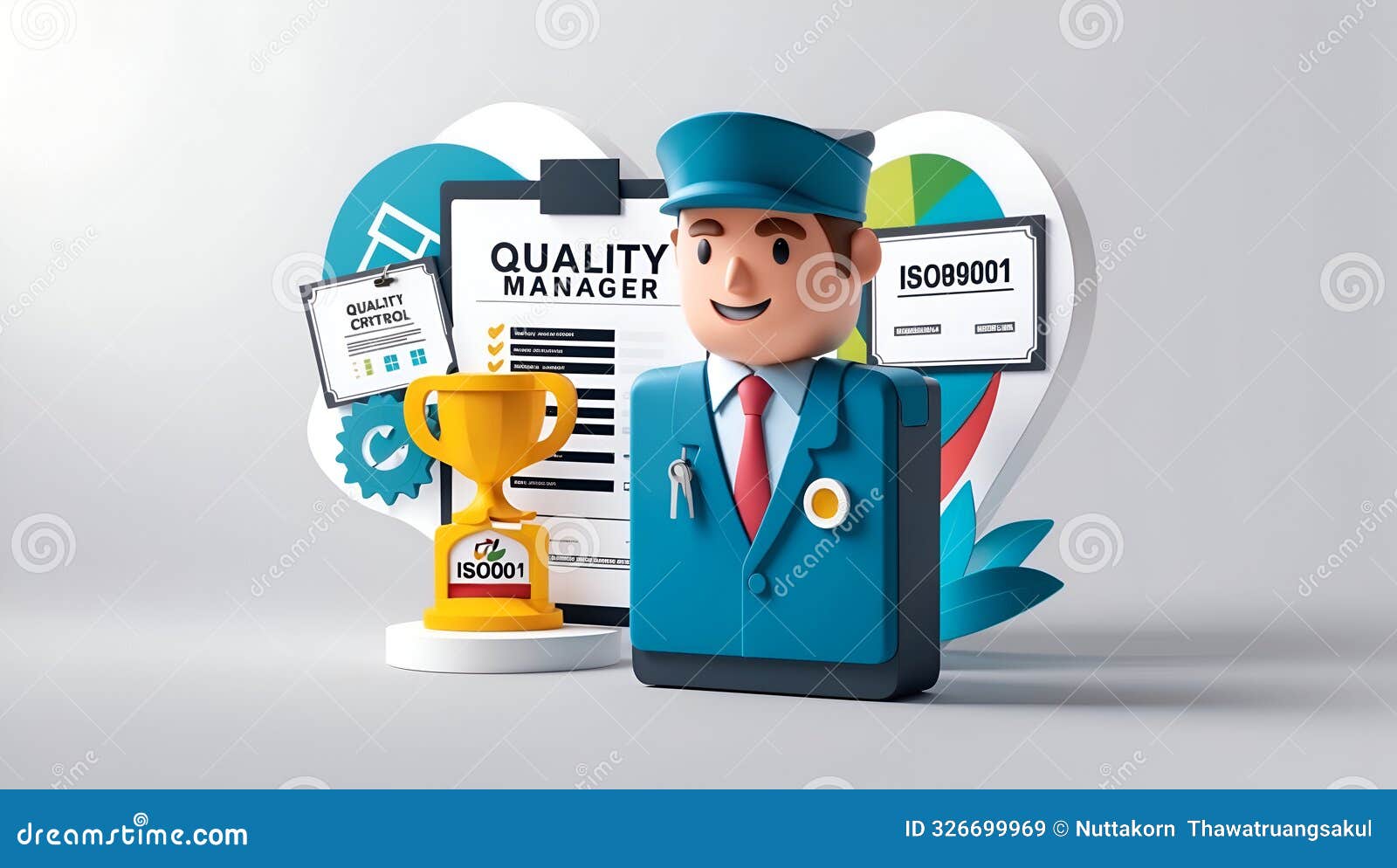 3d Flat Icon As Quality Manager with Quality Control Chart and ...