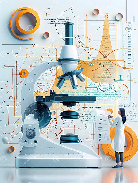 3d Flat Icon As Research Team with Microscope and Data Sheets Concept ...