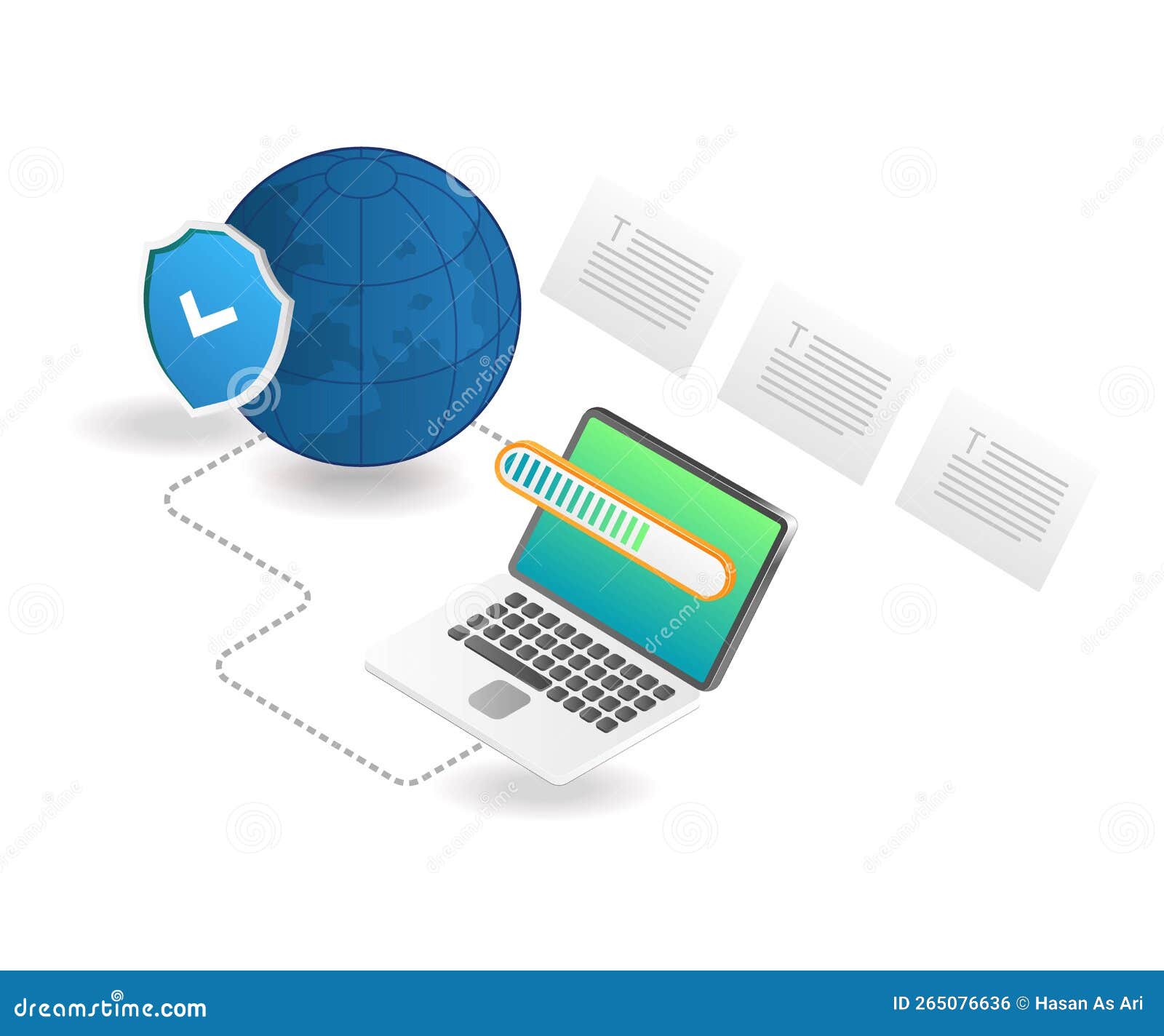 3d Flat Illustration of Data Transfer Security Process Stock ...