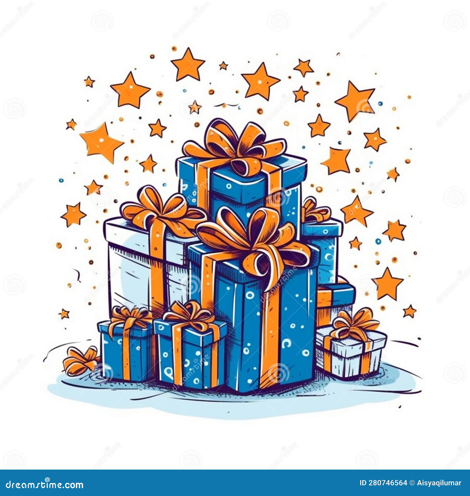 2D Flat Image of Beautifully and Colorfully Wrapped Gift Boxes. Stock ...