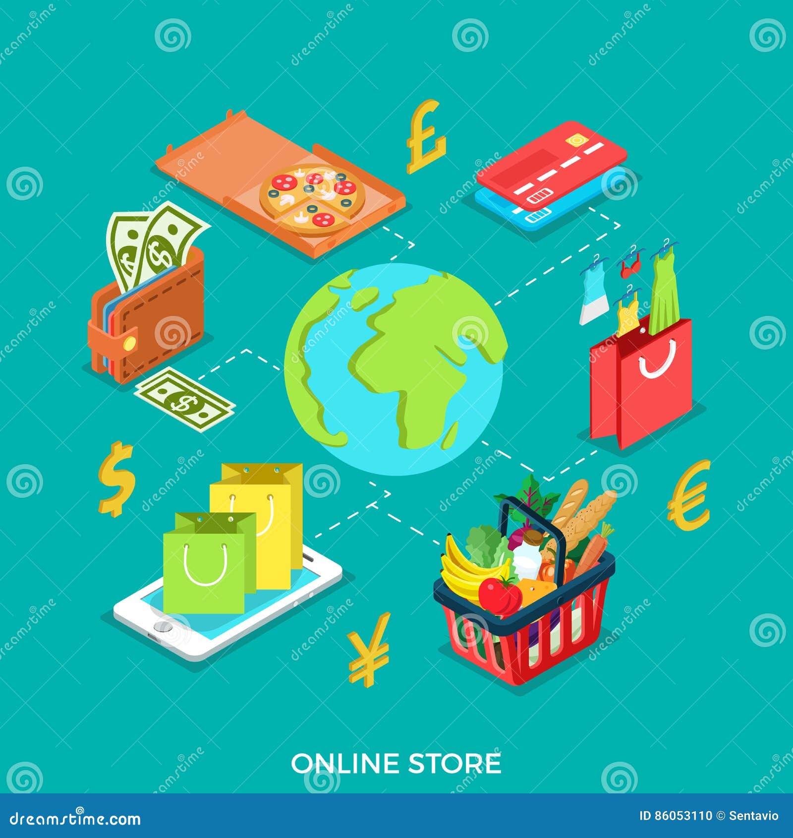 Set Isometric Globe With Flying Plane, Tropical Palm Tree, Plane And ... Set Isometric Globe With Flying Plane, Tropical Palm Tree, Plane And ...