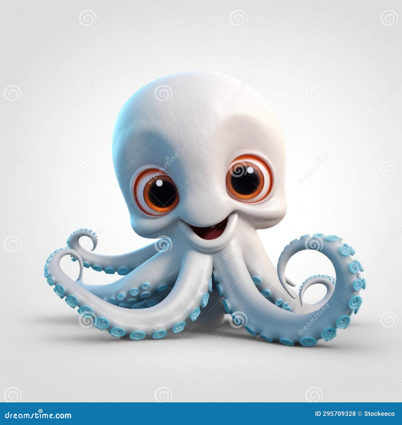 Playful White Octopus 3d Illustration in Pixar Style Stock Illustration ...