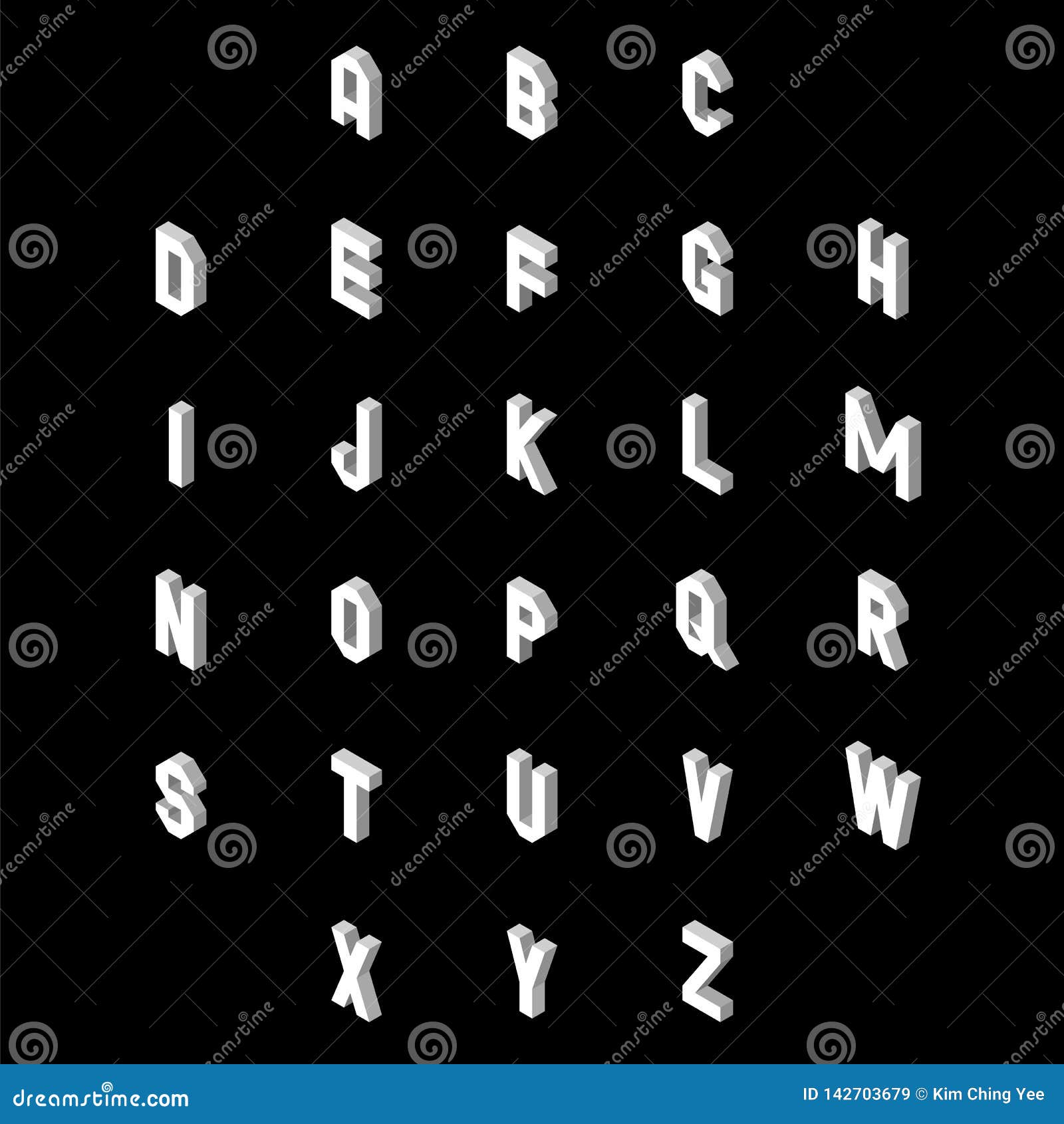 3D Flat Style Font. Set of Alphabet Letters Stock Vector - Illustration ...