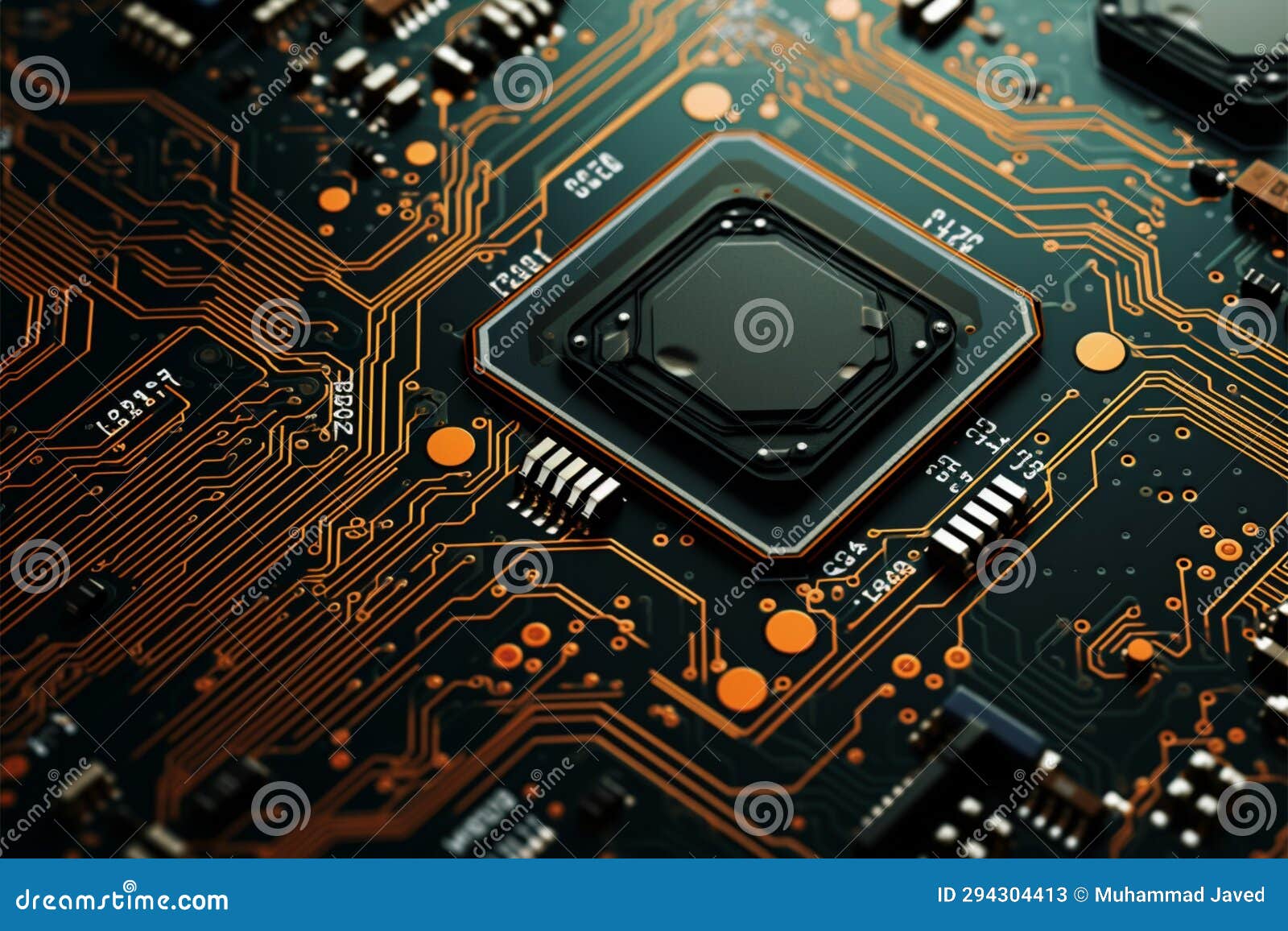 A 2D Flat Texture Image of a Circuit Board Represents Technological ...