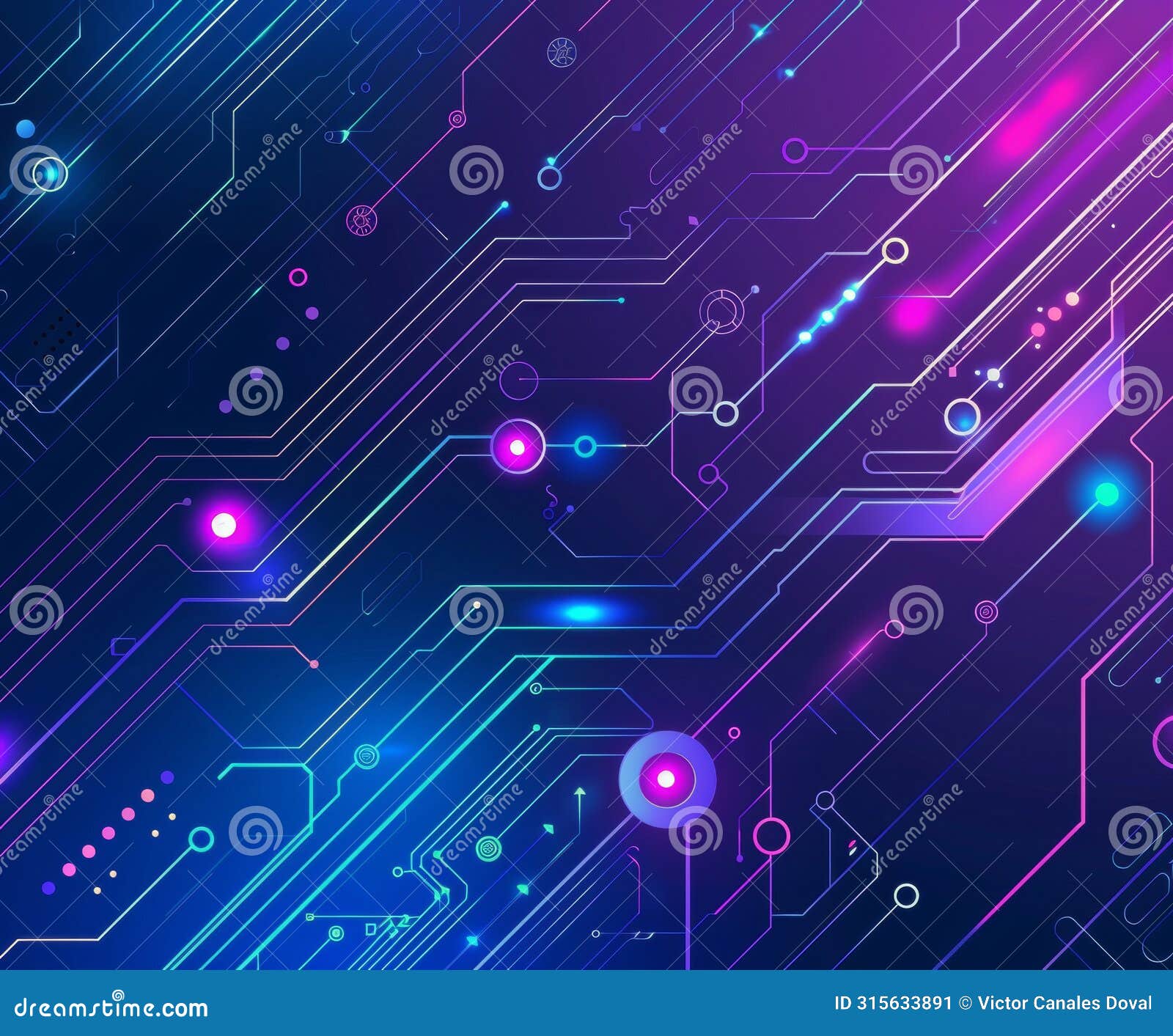 2D Flat UI Design of Blue and Purple Gradient Colored Circuits Lines ...