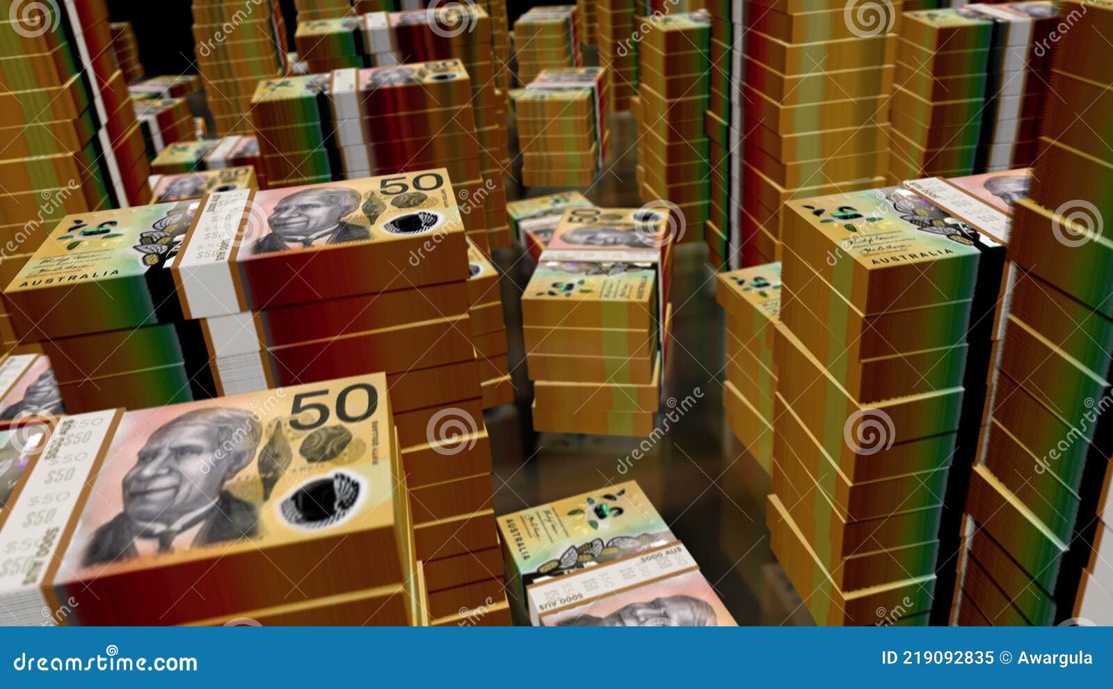 3d Flight Over the Australian Dollar Money Banknote Packs Loop ...