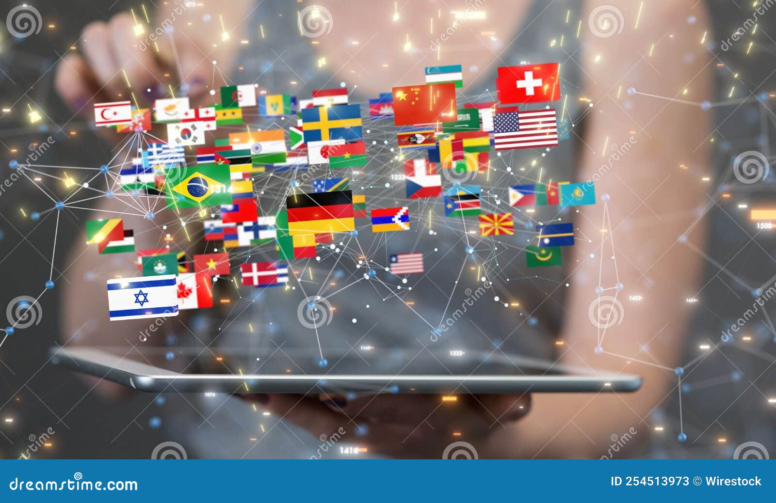 Floating Digital Illustration of World Flags - the Concept of Global ...