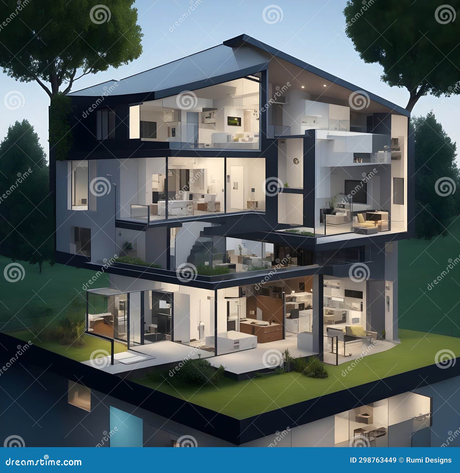 3d Floor Plan Architecture Beautiful Design of a Digital House Stock ...