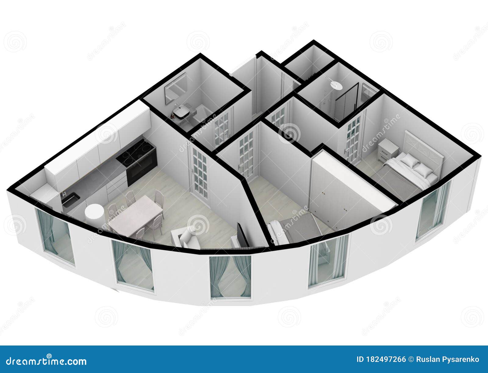 Floor Plan Top View. 3d Floor Plan. Stock Illustration - Illustration ...