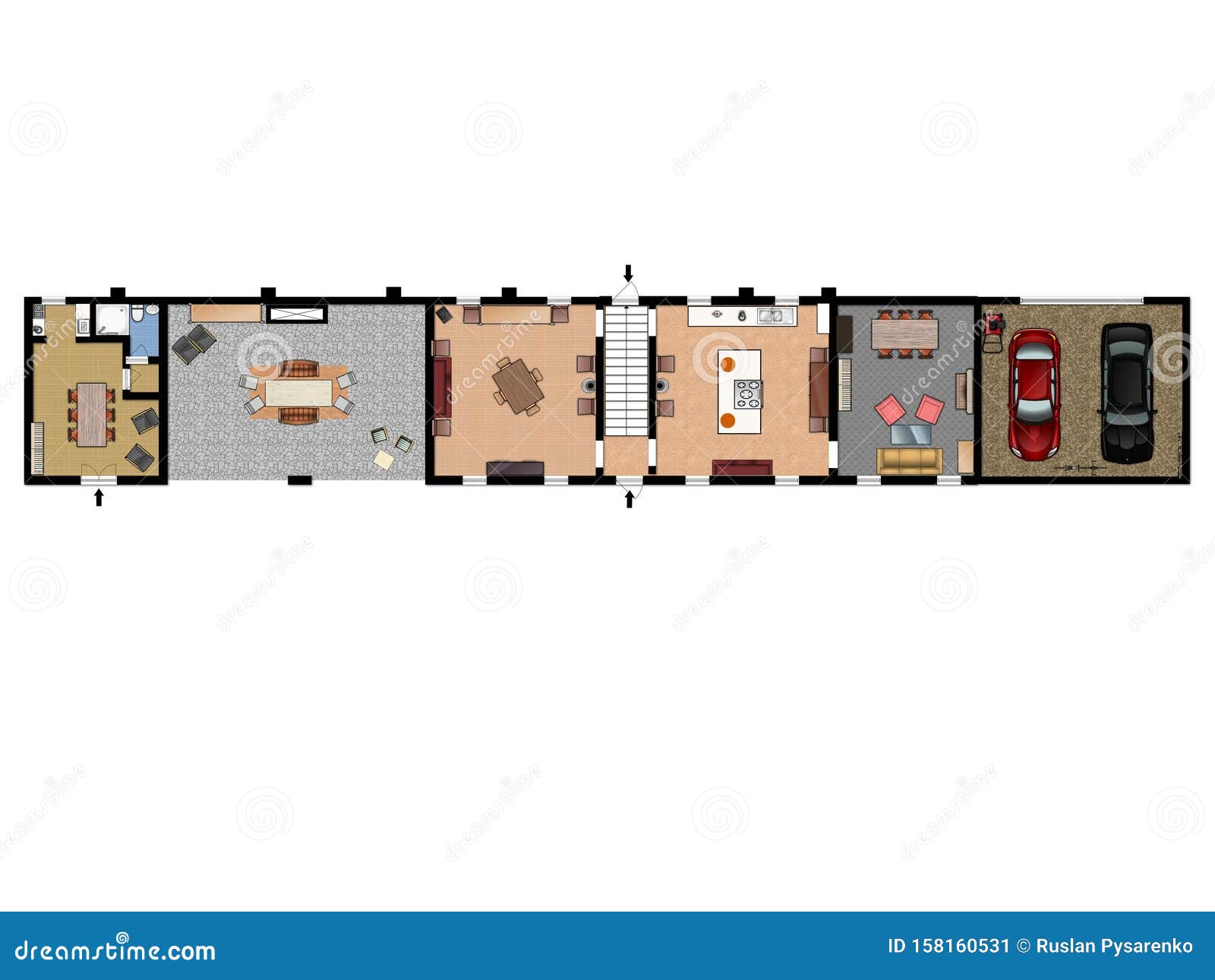 3d Floor Plan . Floor Plan. Color Floor Plans 3d Stock Illustration ...