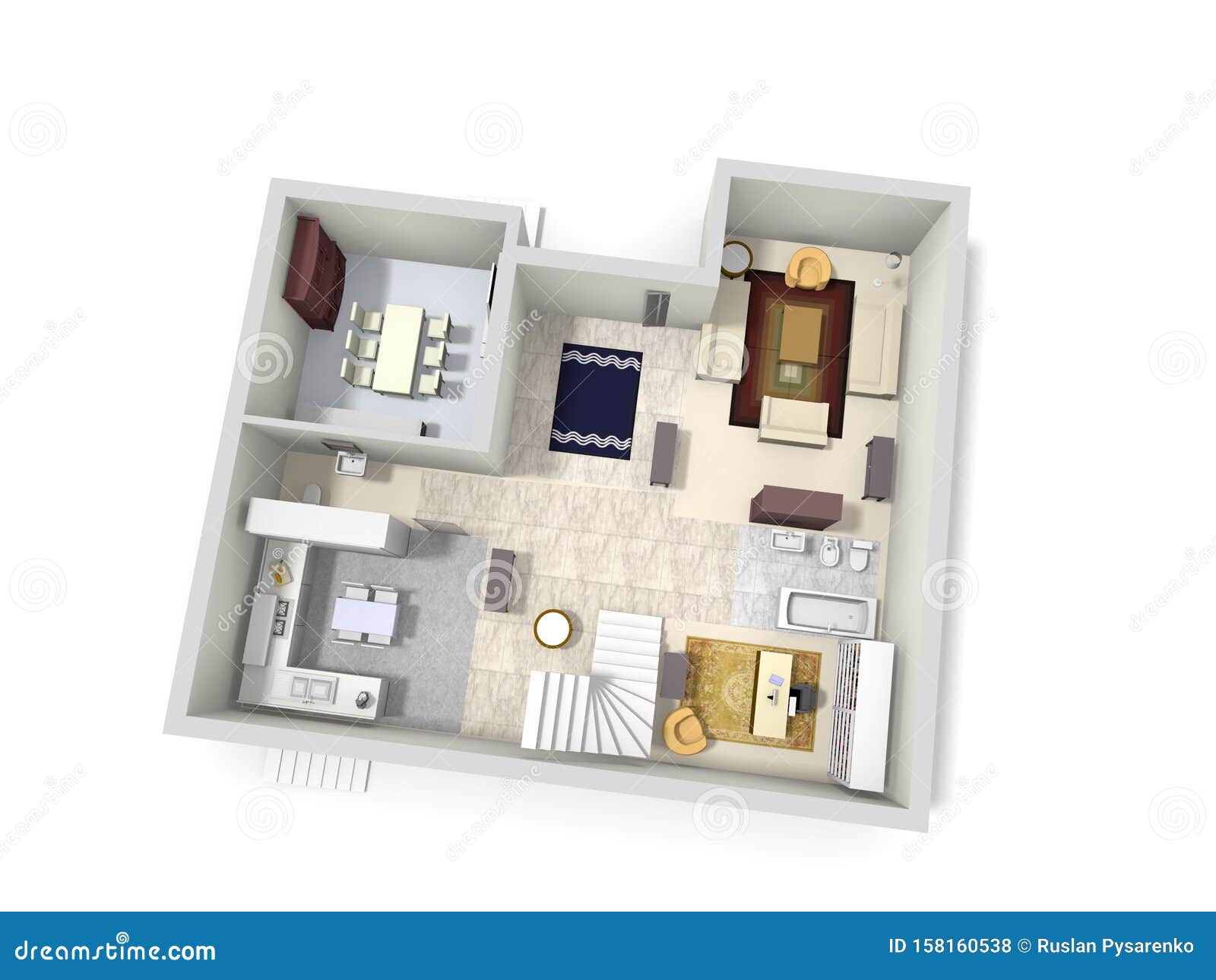 3d Floor Plan . Floor Plan. Color Floor Plans 3d Stock Illustration ...