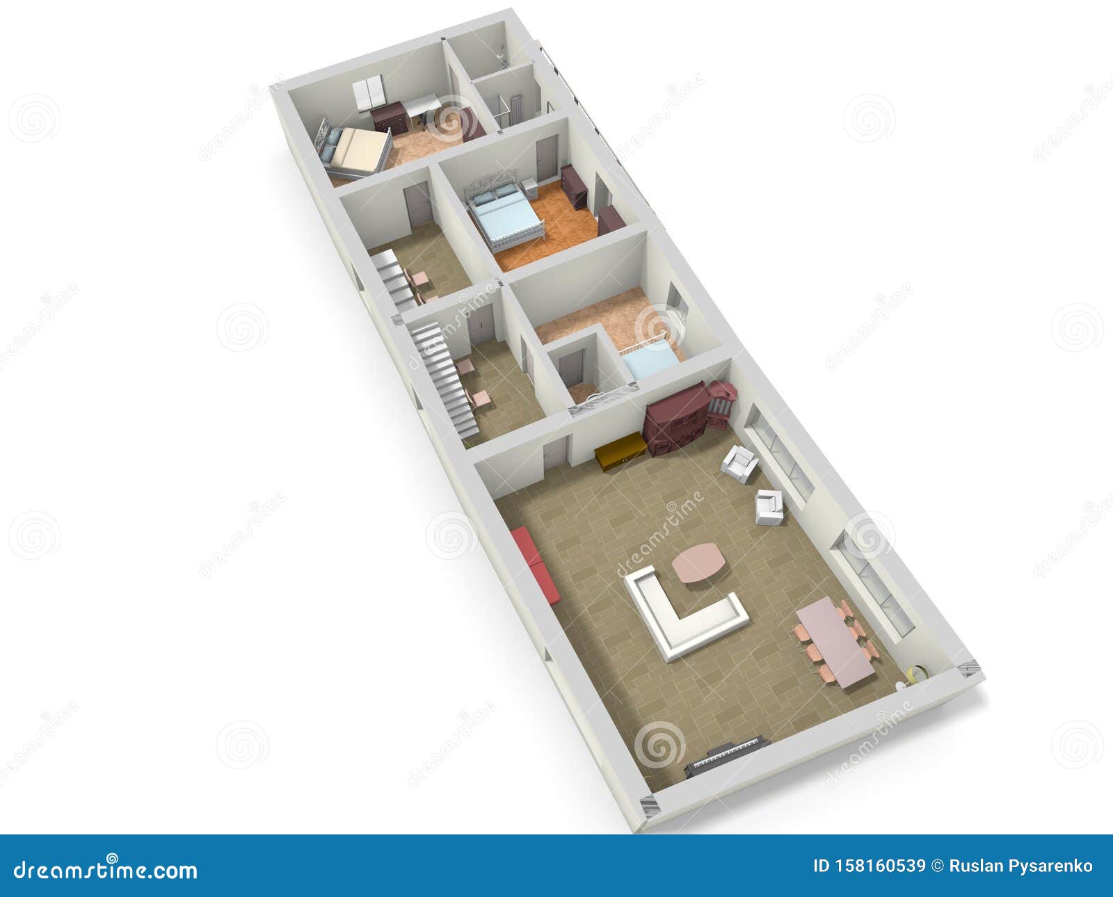 3d Floor Plan . Floor Plan. Color Floor Plans 3d Stock Illustration ...