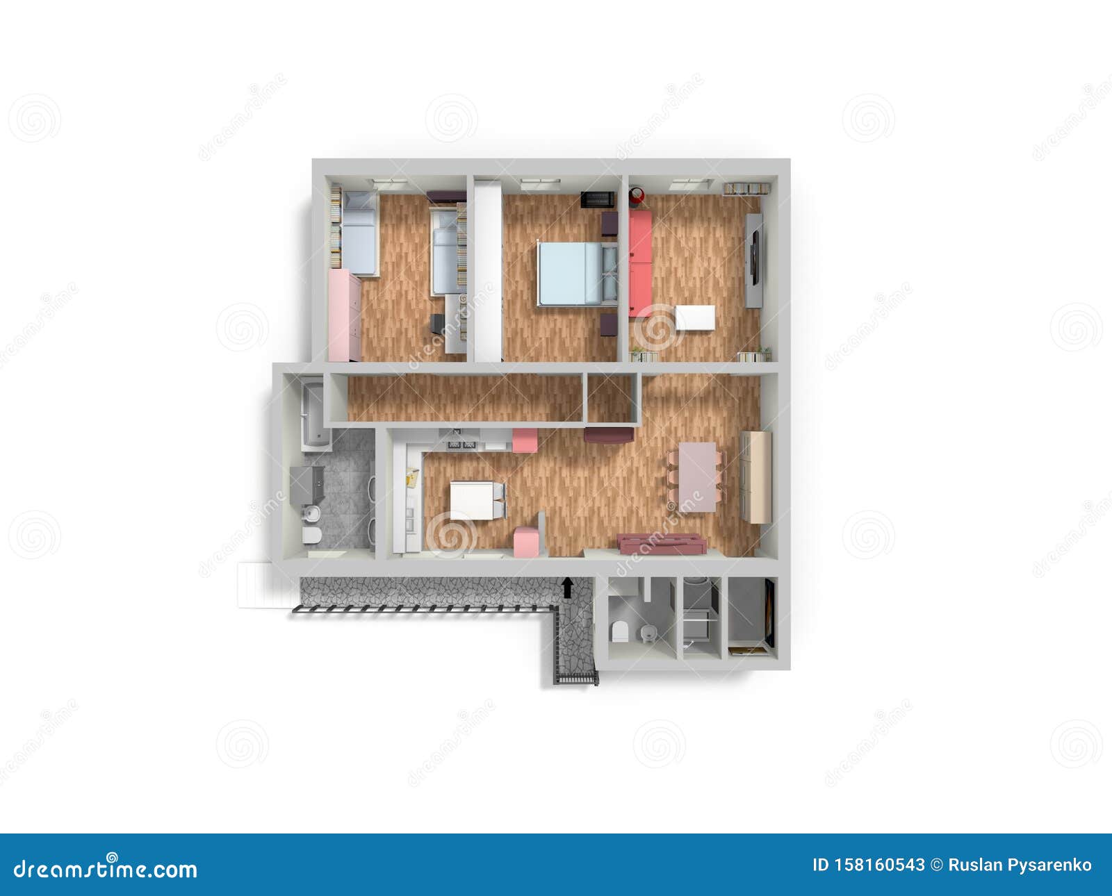 3d Floor Plan . Floor Plan. Color Floor Plans 3d Royalty-Free Stock ...