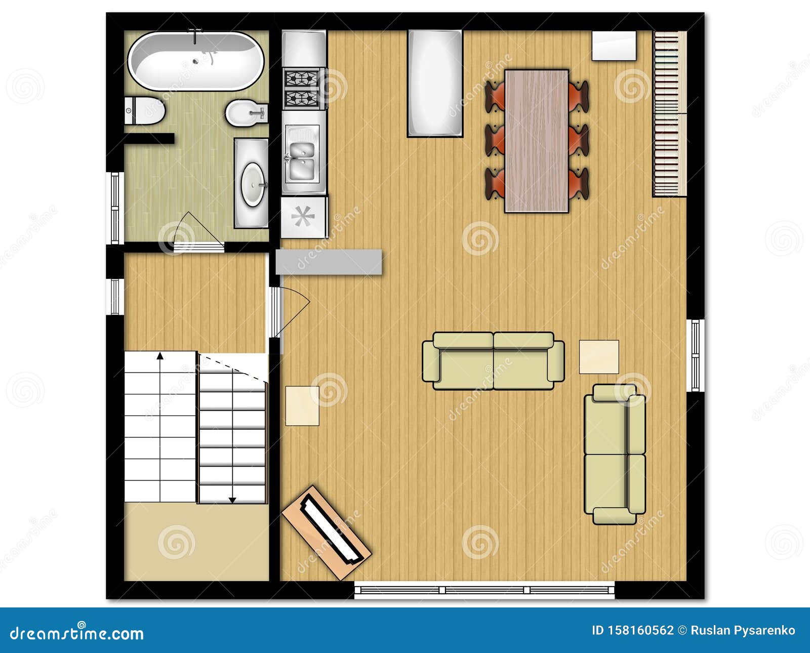 3d Floor Plan . Floor Plan. Color Floor Plans 3d Stock Illustration ...
