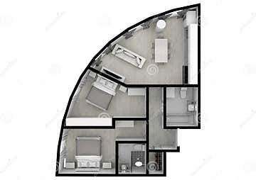Floor Plan Top View. 3d Floor Plan. Stock Illustration - Illustration ...