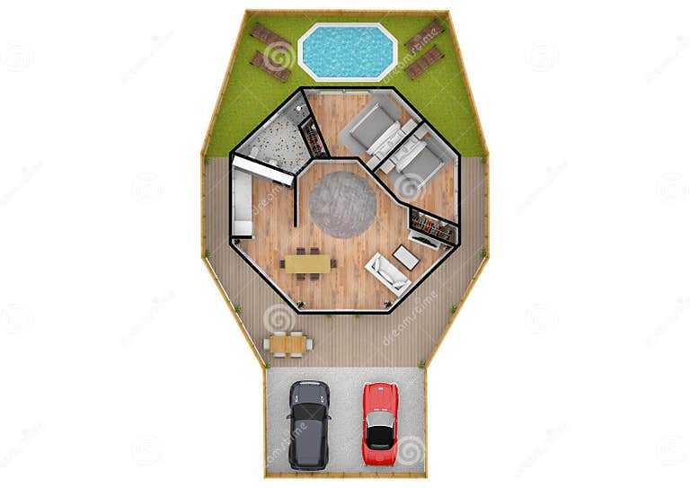 Floor Plan Top View. 3d Floor Plan. Stock Illustration - Illustration ...