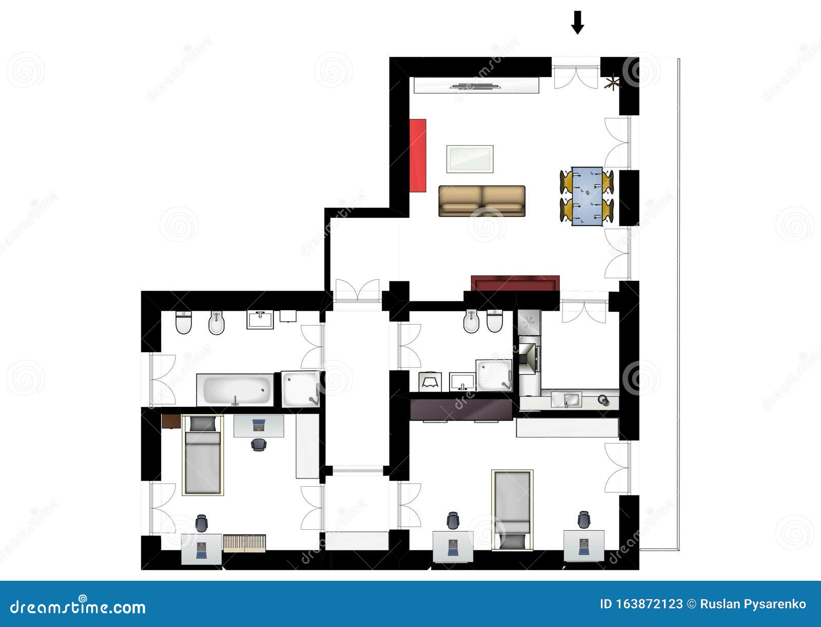 Illustration Floorplan. Floor Plan. Ffloorplanner Stock Image | CartoonDealer.com #158060059