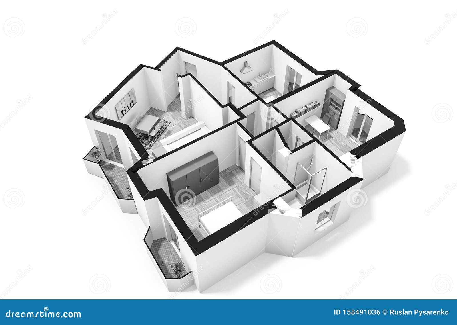 Floorplan 3d . Floor Plan. Color Floor Plans 3d Stock Illustration ...