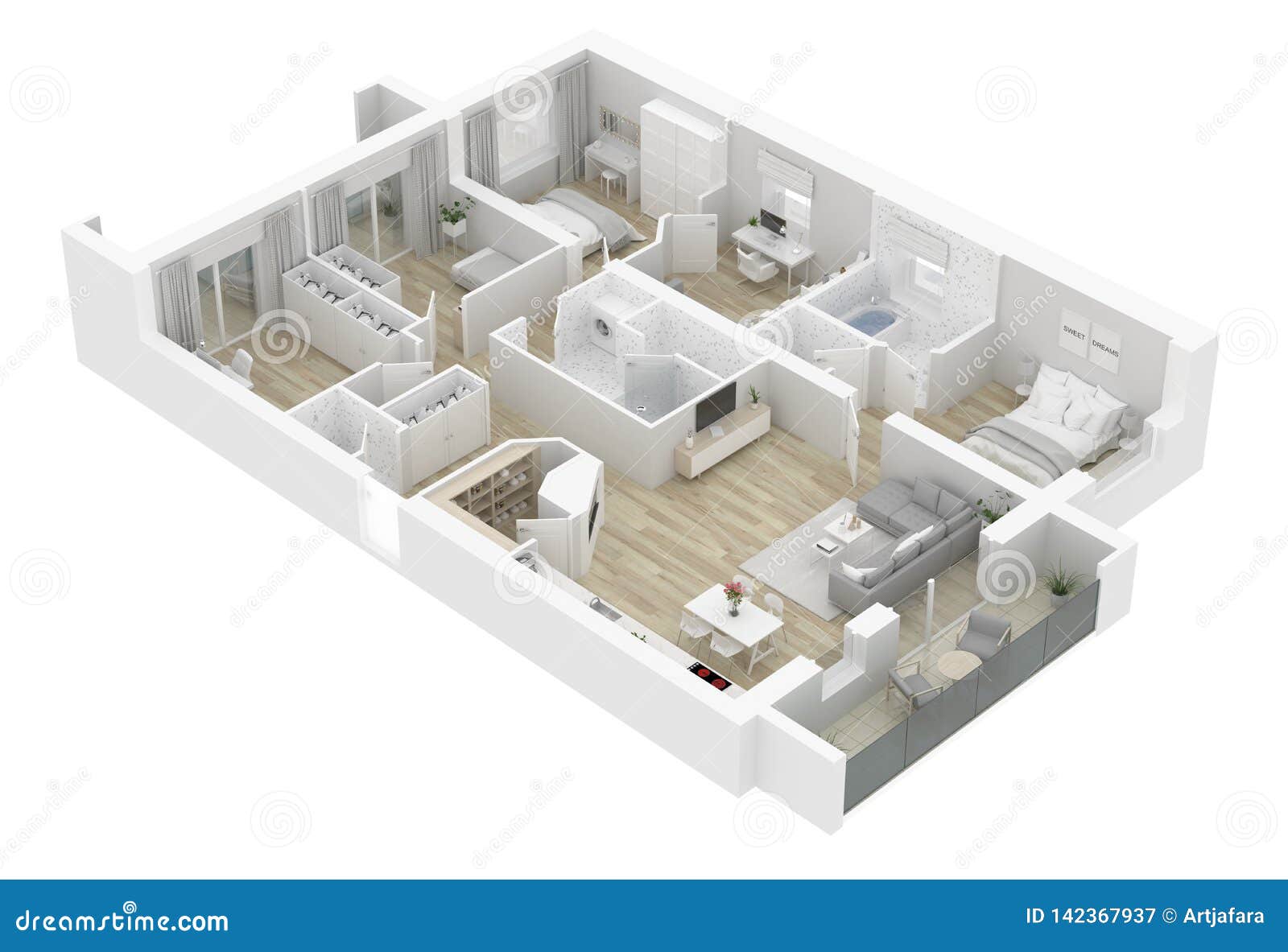 Apartment Layout, Floor Plan Overhead. Outlined Floorplan, Home ...