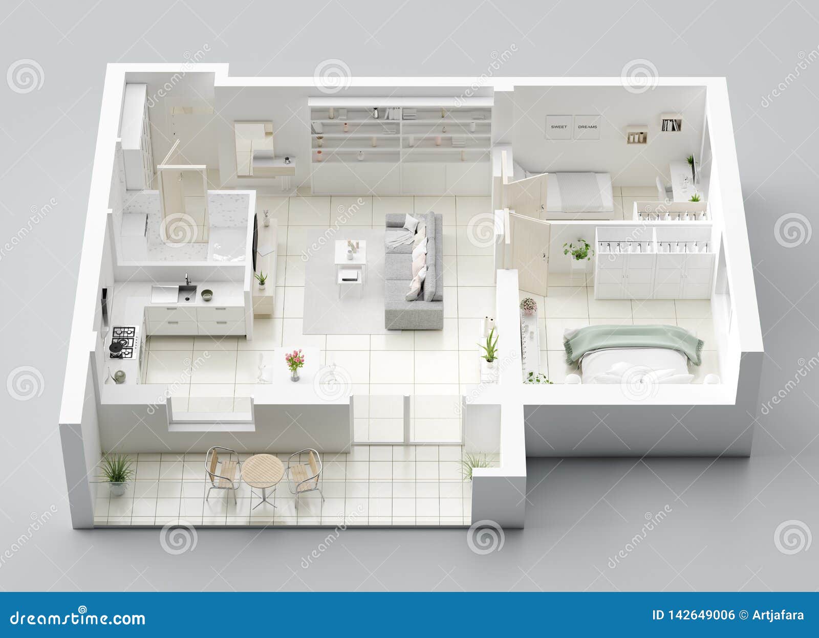 Apartment Layout, Floor Plan Overhead. Outlined Floorplan, Home ...