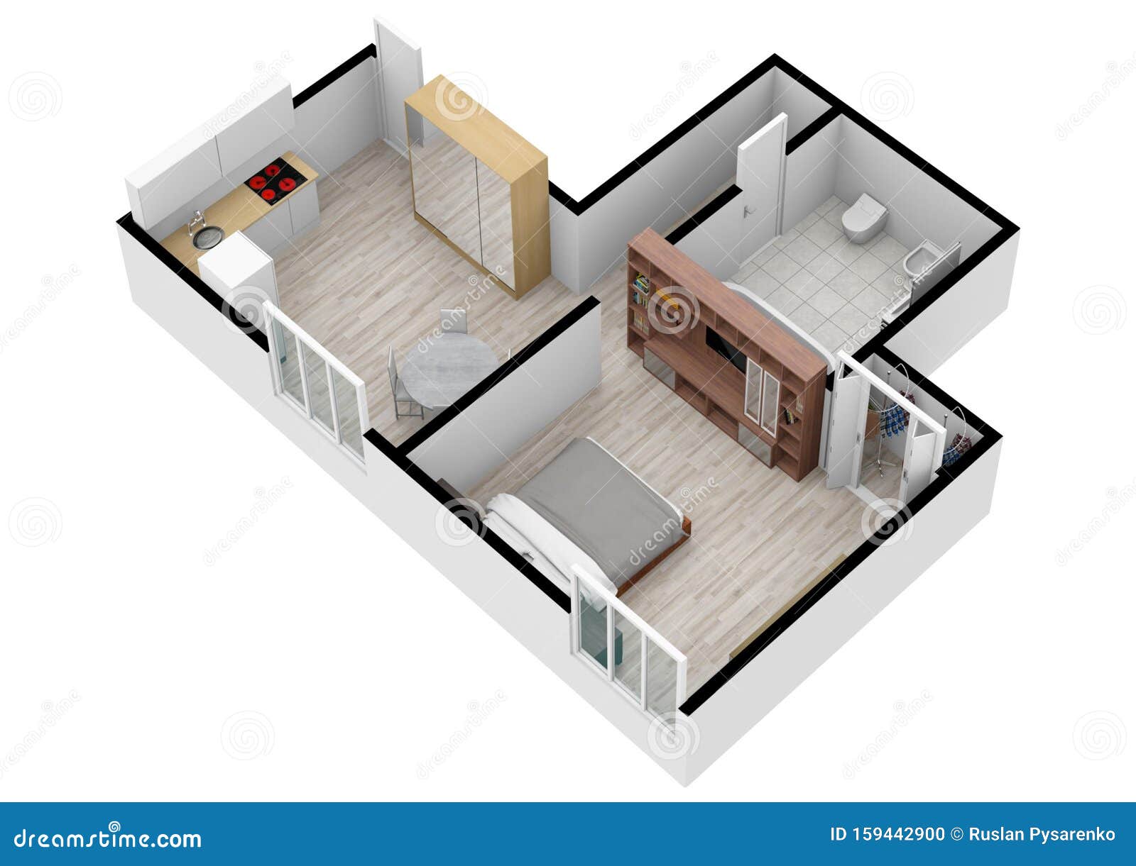 3D Floor Plan. 3D Illustration Floorplan Stock Illustration - Illustration of estate, concept ...
