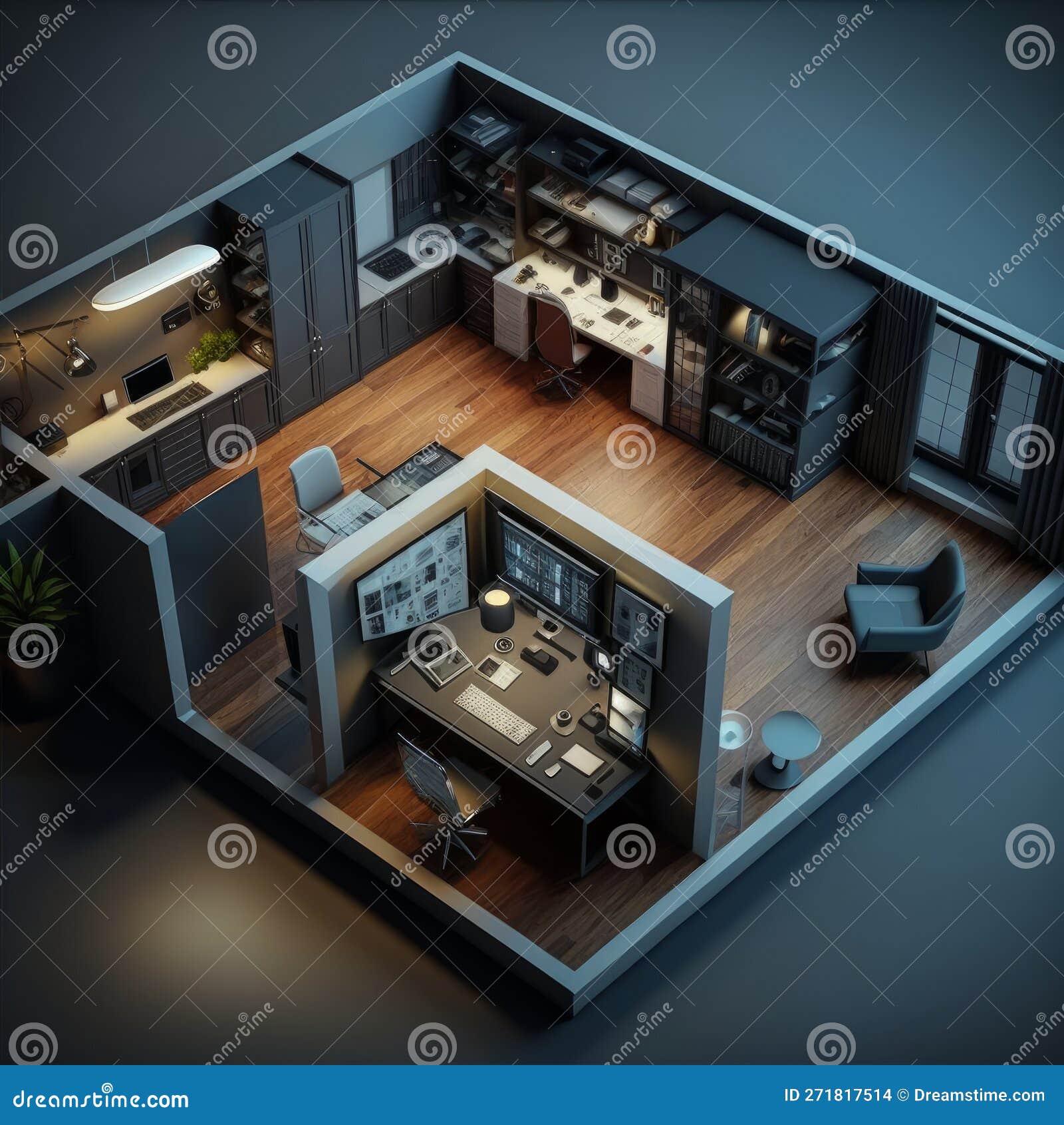 3d Floor Plan Interior of a Modern Kitchen. Generative AI Stock Illustration - Illustration of ...