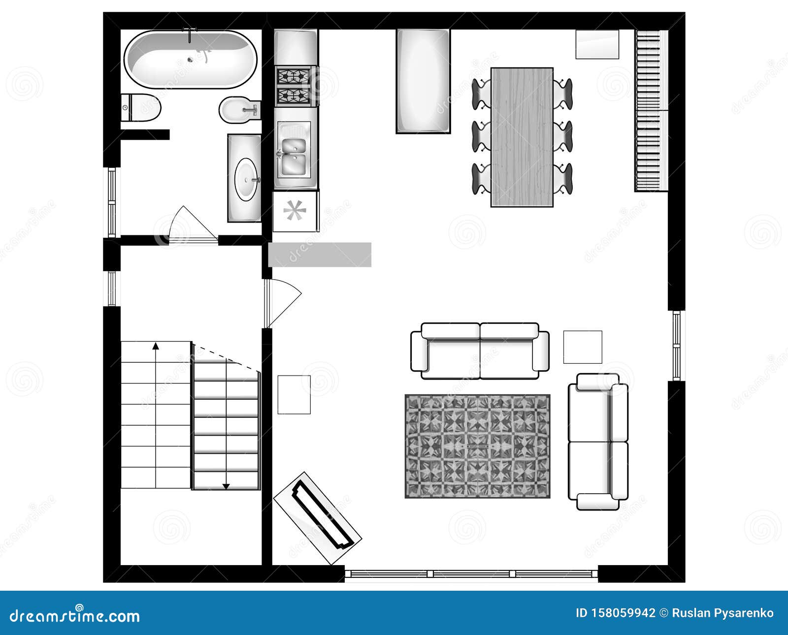 Scale Floor Plan Illustration. Floor Plan. Ffloorplanner Stock ...