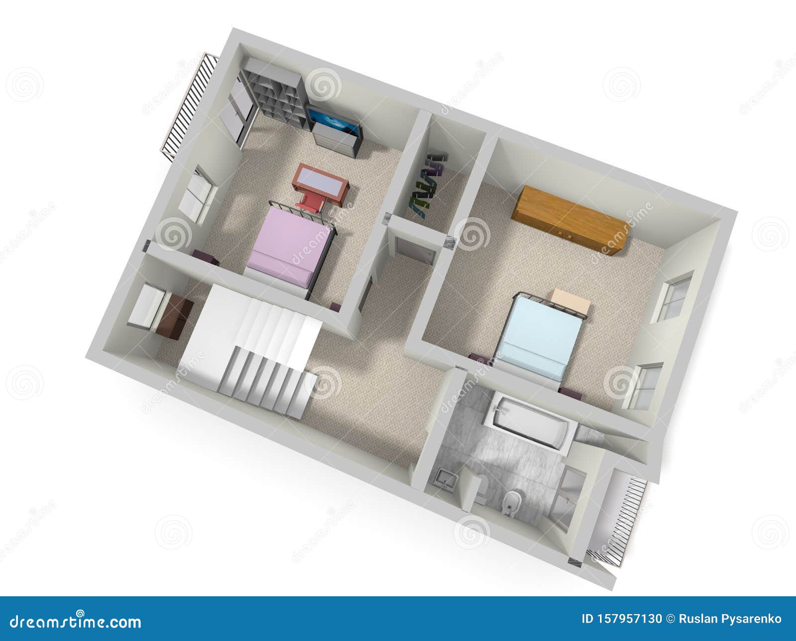 3d Floorplan. 3D Illustration Floor Plan. Stock Illustration ...