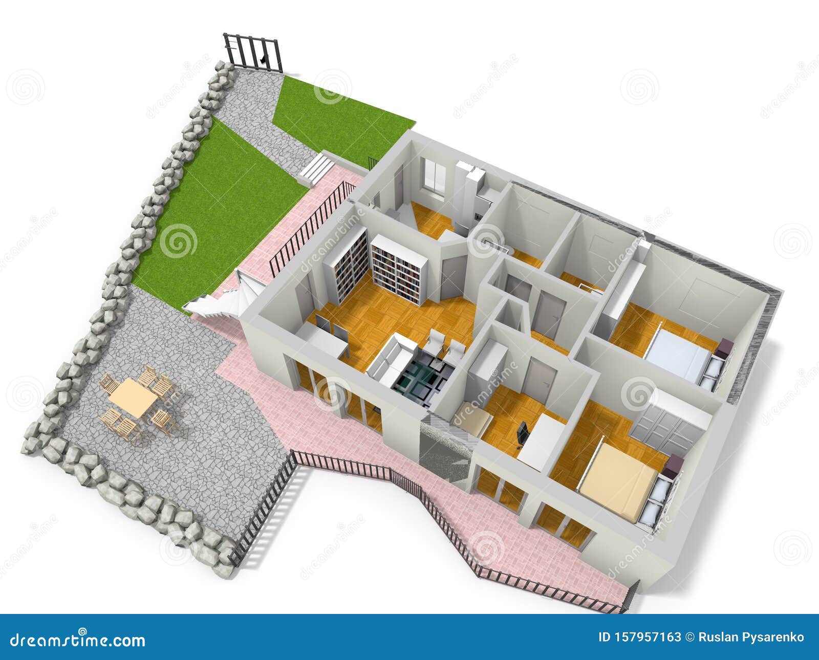 3d Floorplan. 3D Illustration Floor Plan. Stock Illustration ...