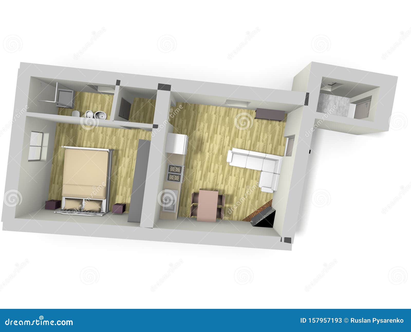 3d Floorplan. 3D Illustration Floor Plan. Stock Illustration - Illustration of calculator ...