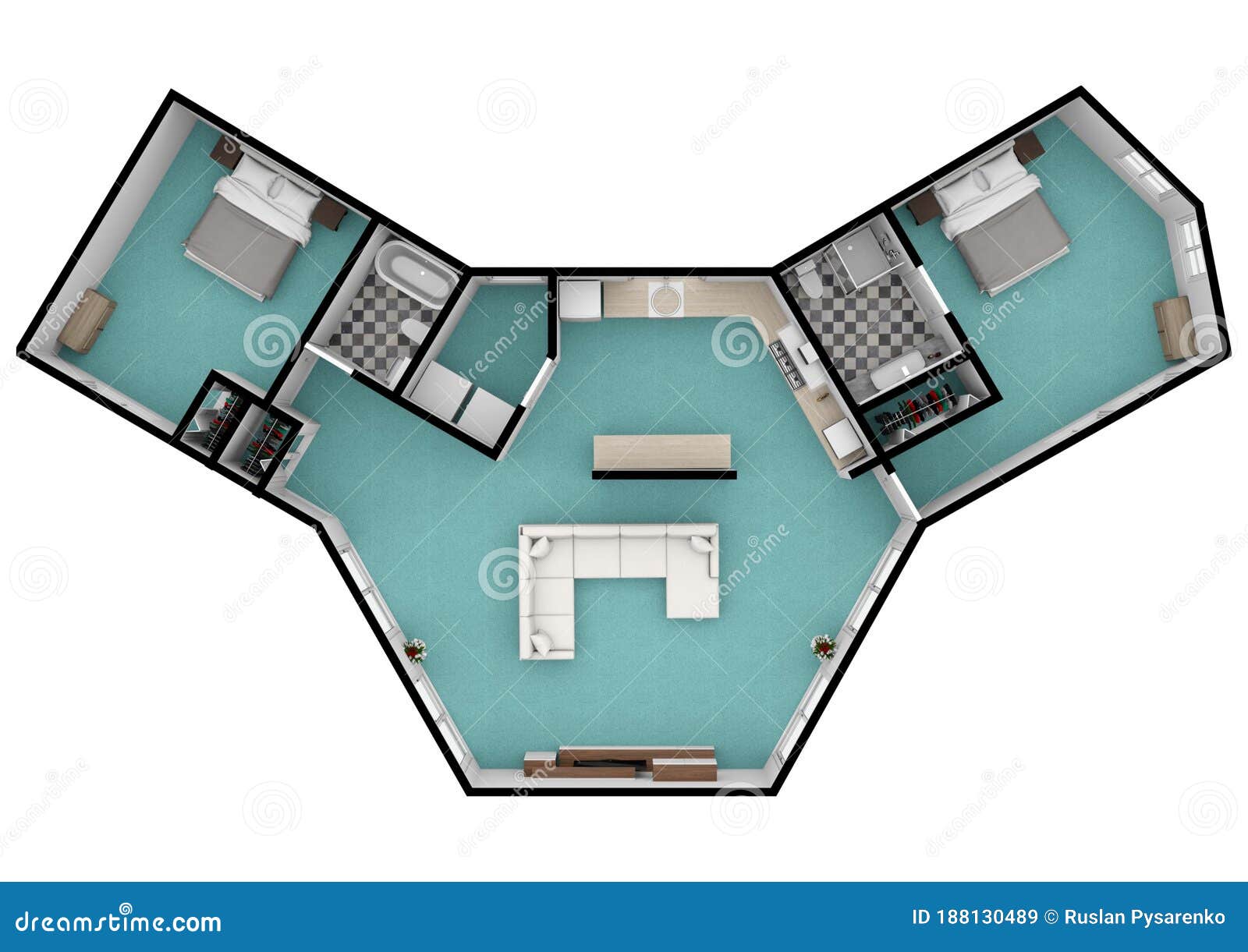 3d Floorplan Top View. 3D Illustration Floor Plan. Floor Plans for Real ...