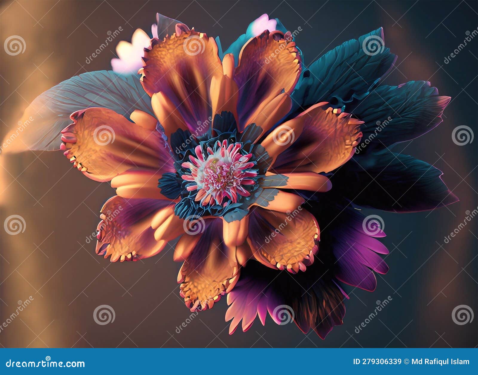 3d Flower Boho Render. Close Up View Stock Illustration - Illustration ...