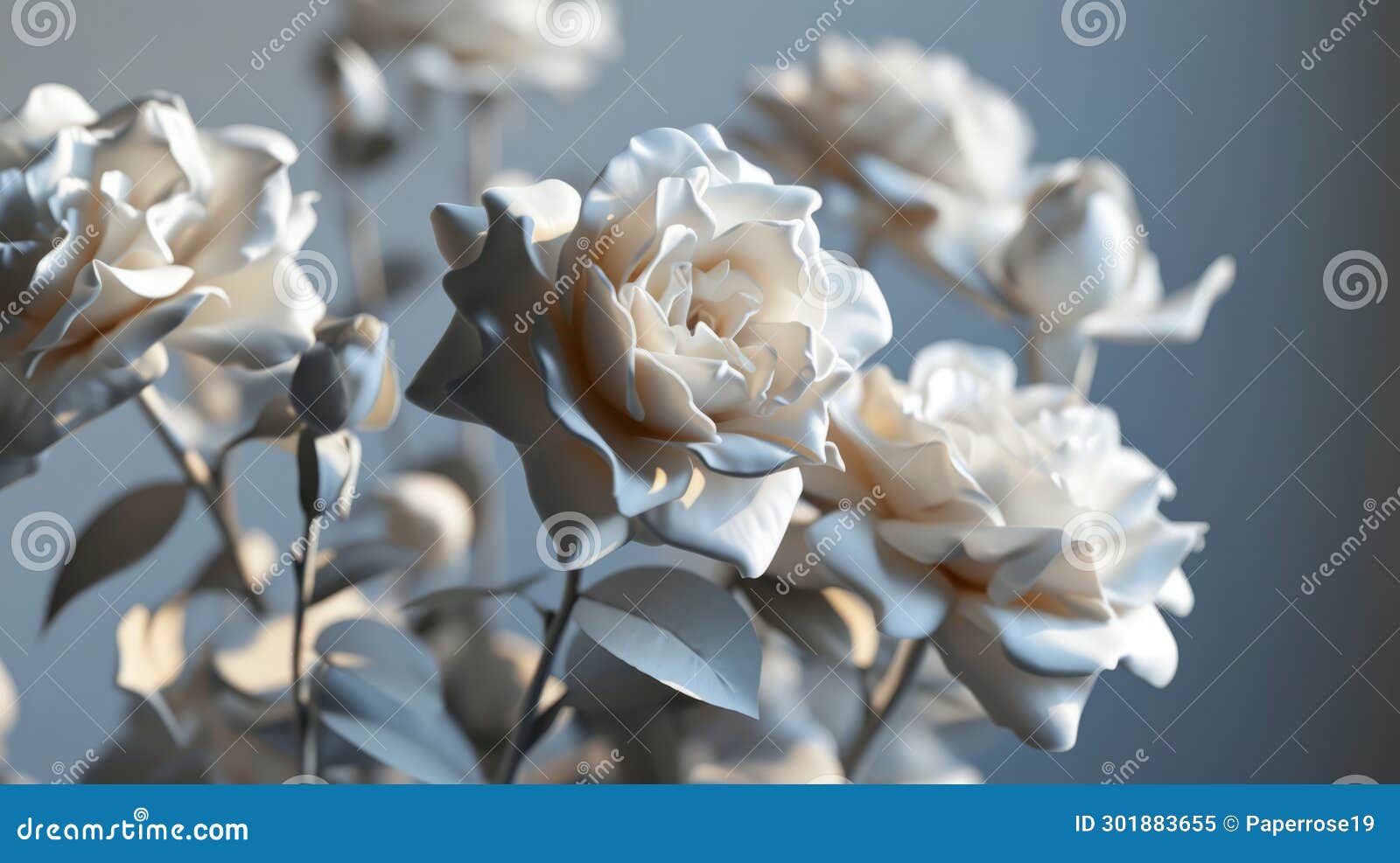 3d Flower Buds Resembling White Roses Stock Illustration - Illustration ...