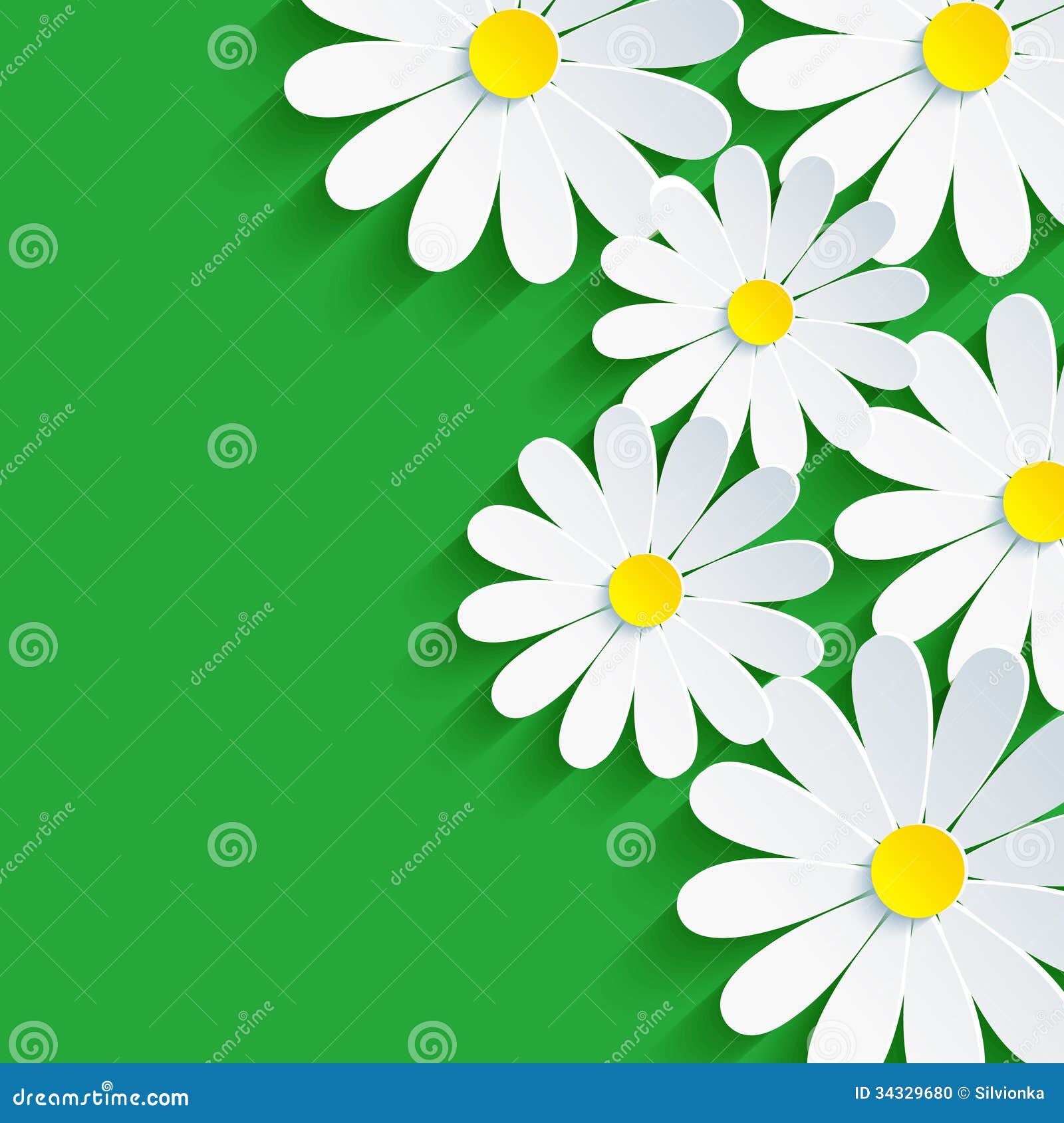 3d Flower Chamomile, Spring Background Abstract Vector Illustration ...
