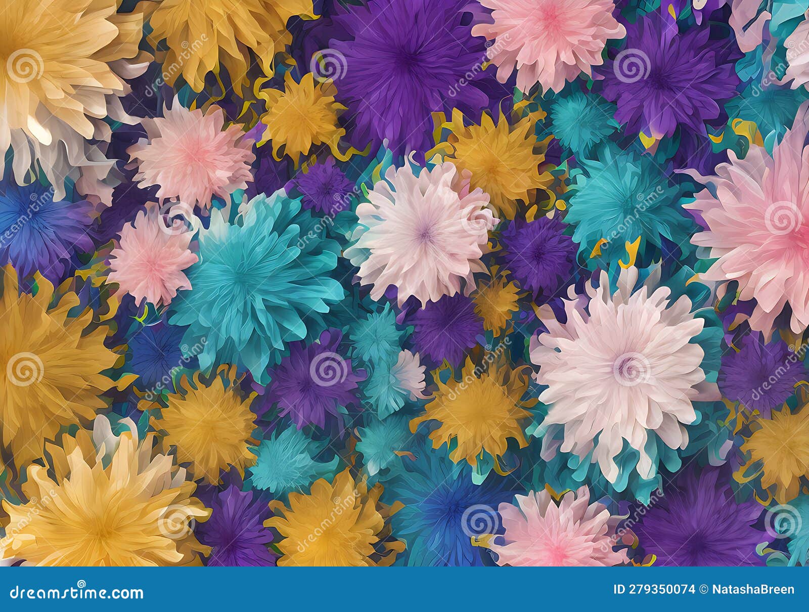 3D Flower Pattern on Stem Neutral Colors. Stock Illustration ...
