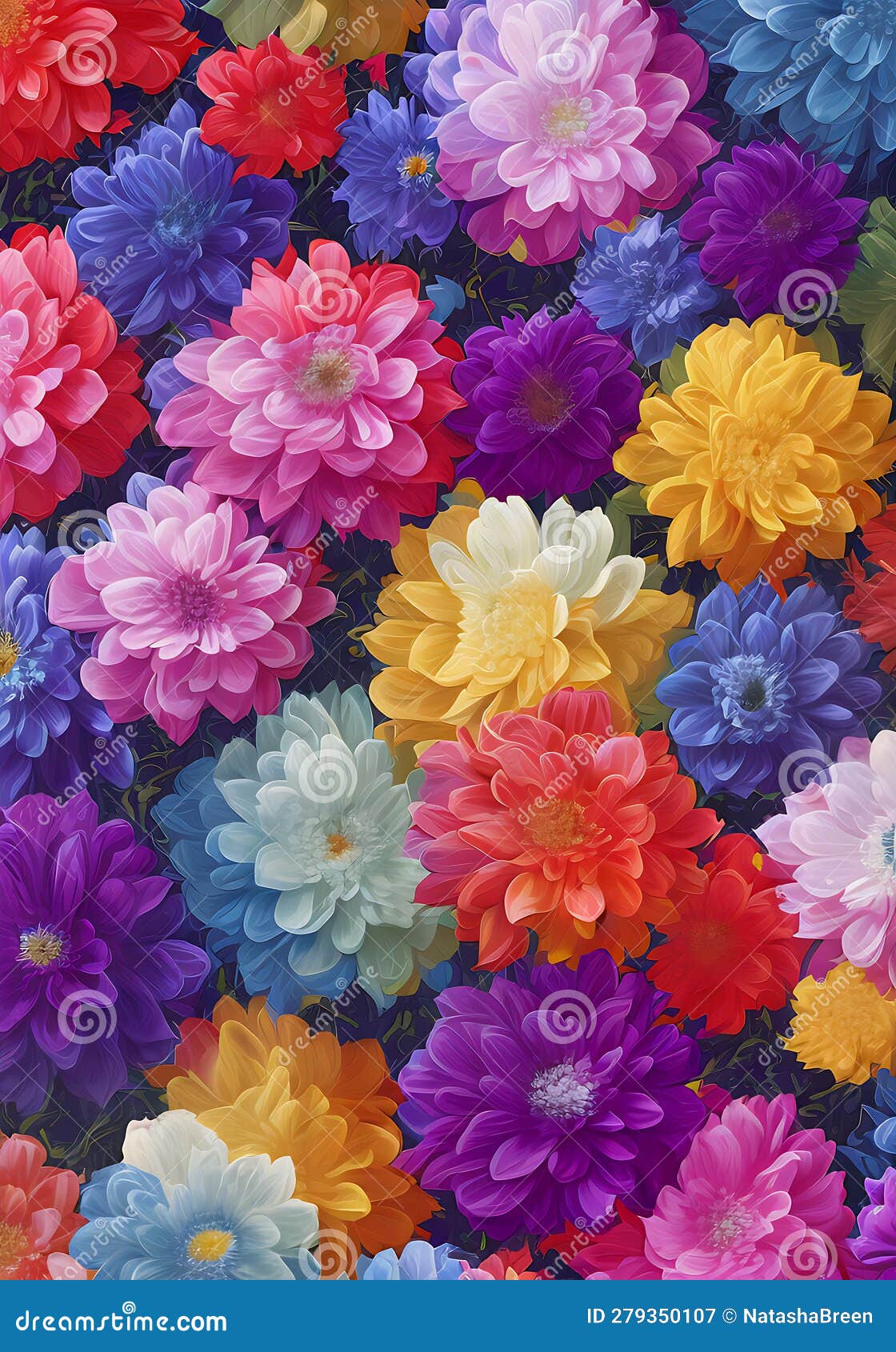 3D Flower Pattern on Stem Neutral Colors. Stock Illustration ...