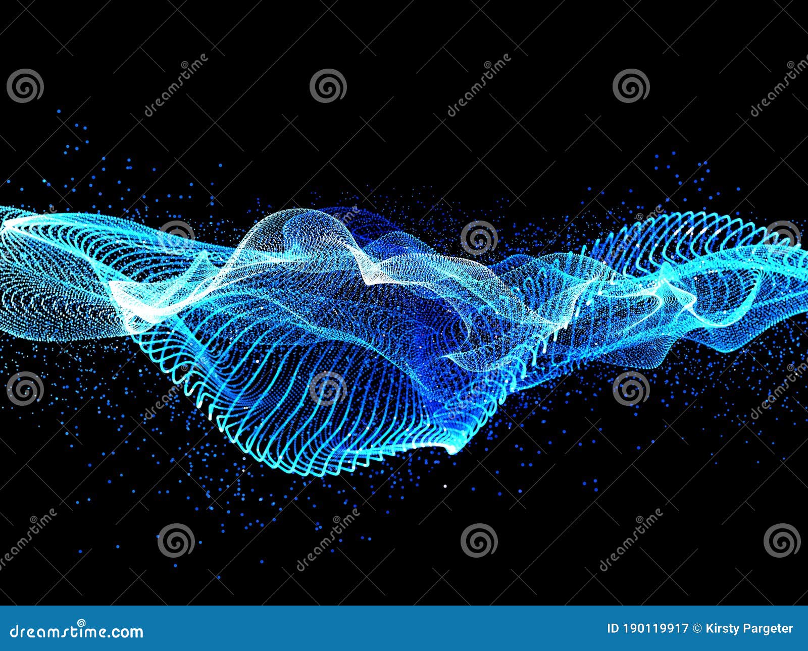 3D Flowing Particles Background with Cyber Dots Stock Illustration ...