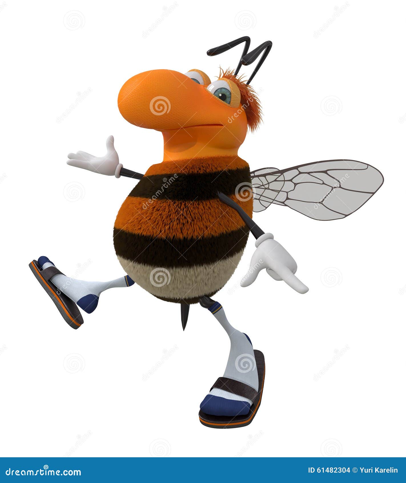 Fluffy Bumblebee In Yellow Top View With Wings Vector Illustration ...