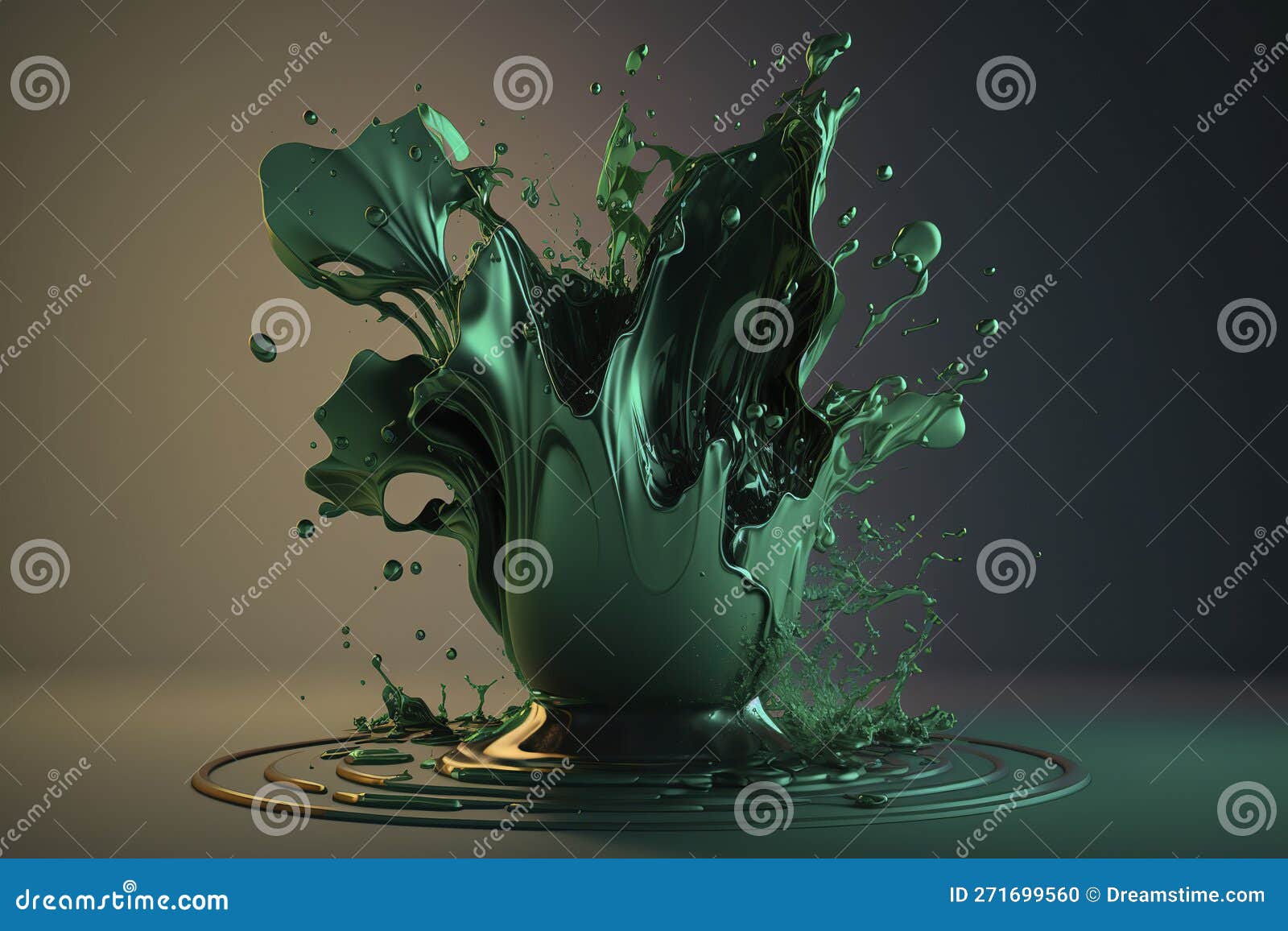 3d Fluid Brush Strokes. Explosion of Green Paint Drips Stock ...