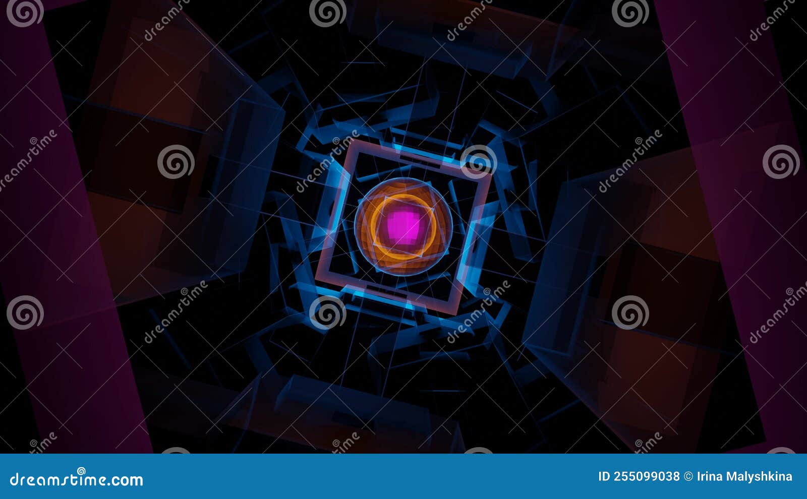 3d Fly through Geometry Tunnel with Neon Glow 3d Objects, Sci Fi Glow ...