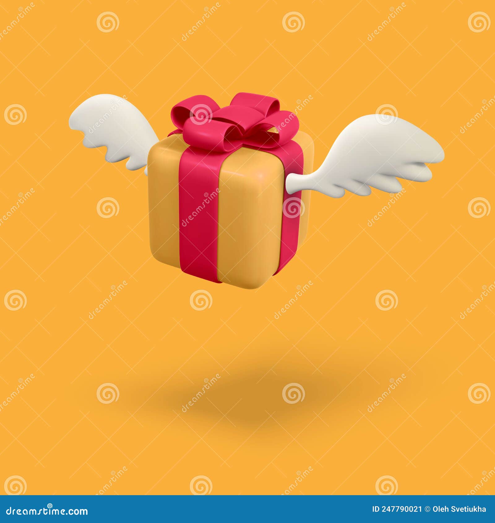 3d Flying Gift Box with Wings on Orange Background. Delivery Service ...