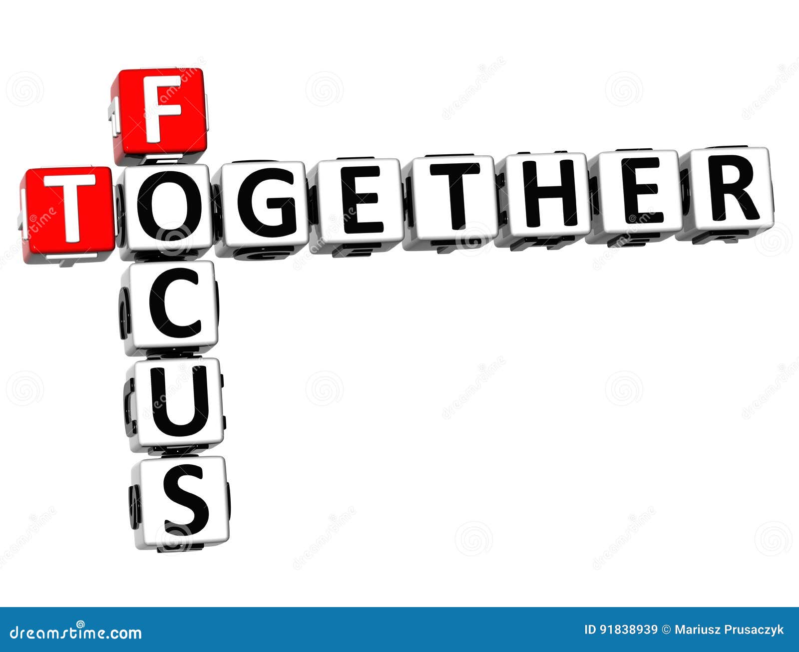 3D Focus Together Crossword Stock Illustration - Illustration of ...