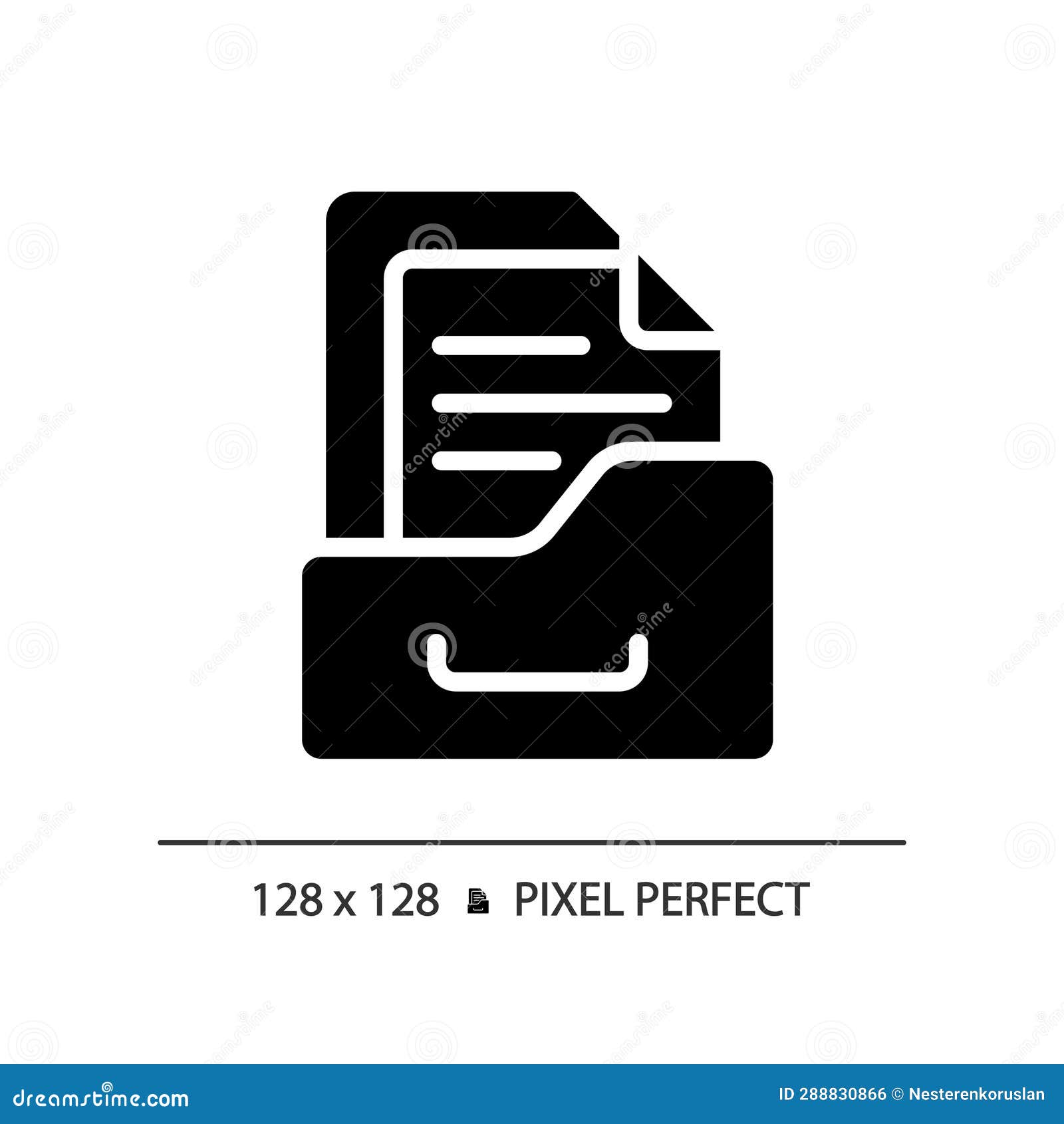 2D Folder Glyph Style Black Icon Stock Vector - Illustration of file ...