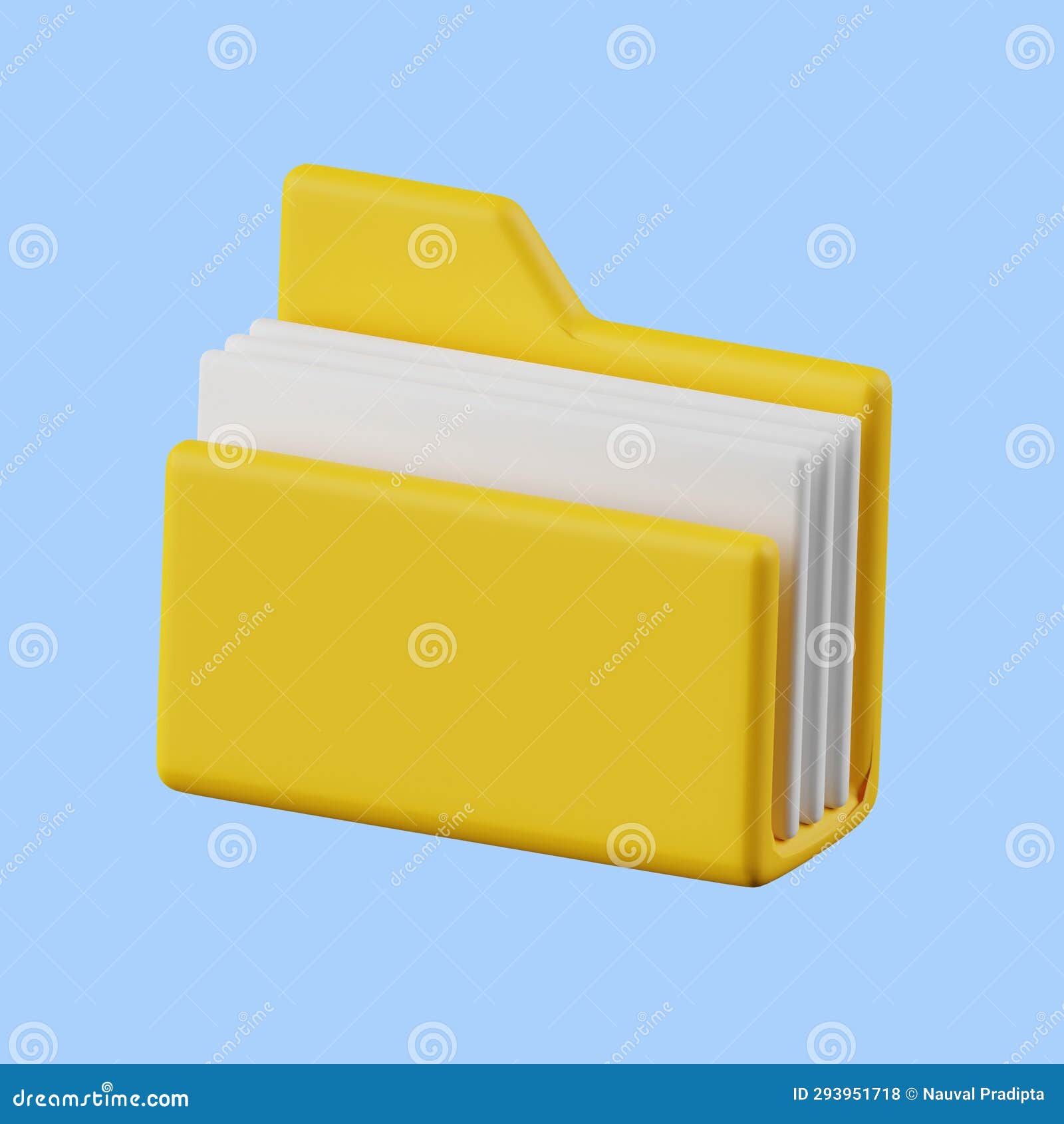 3d Folder Icon on Light Blue Background. Stock Illustration ...